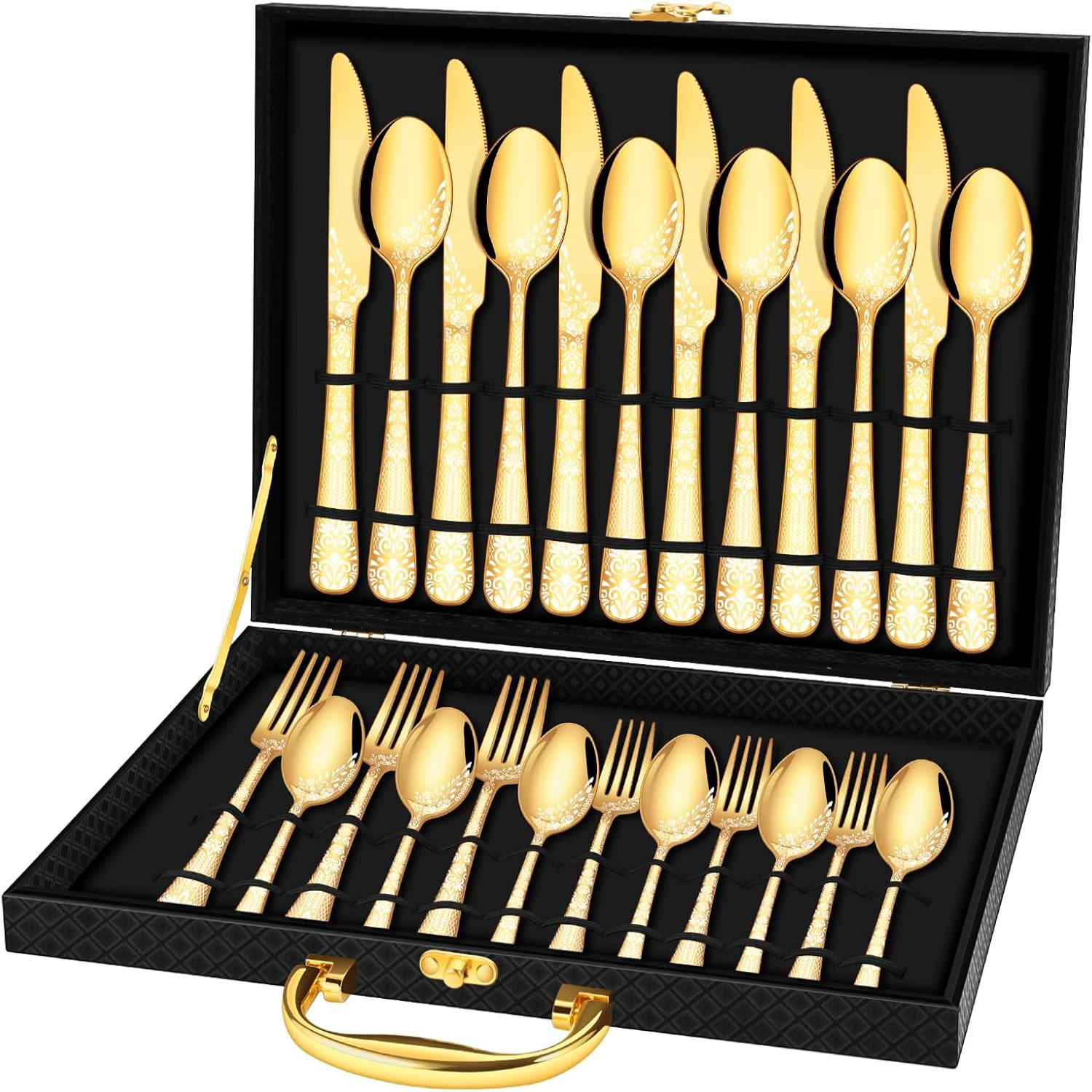 dxynlzq 30PCS Black Silverware Set for 6 Stainless Steel Flatware Set ...