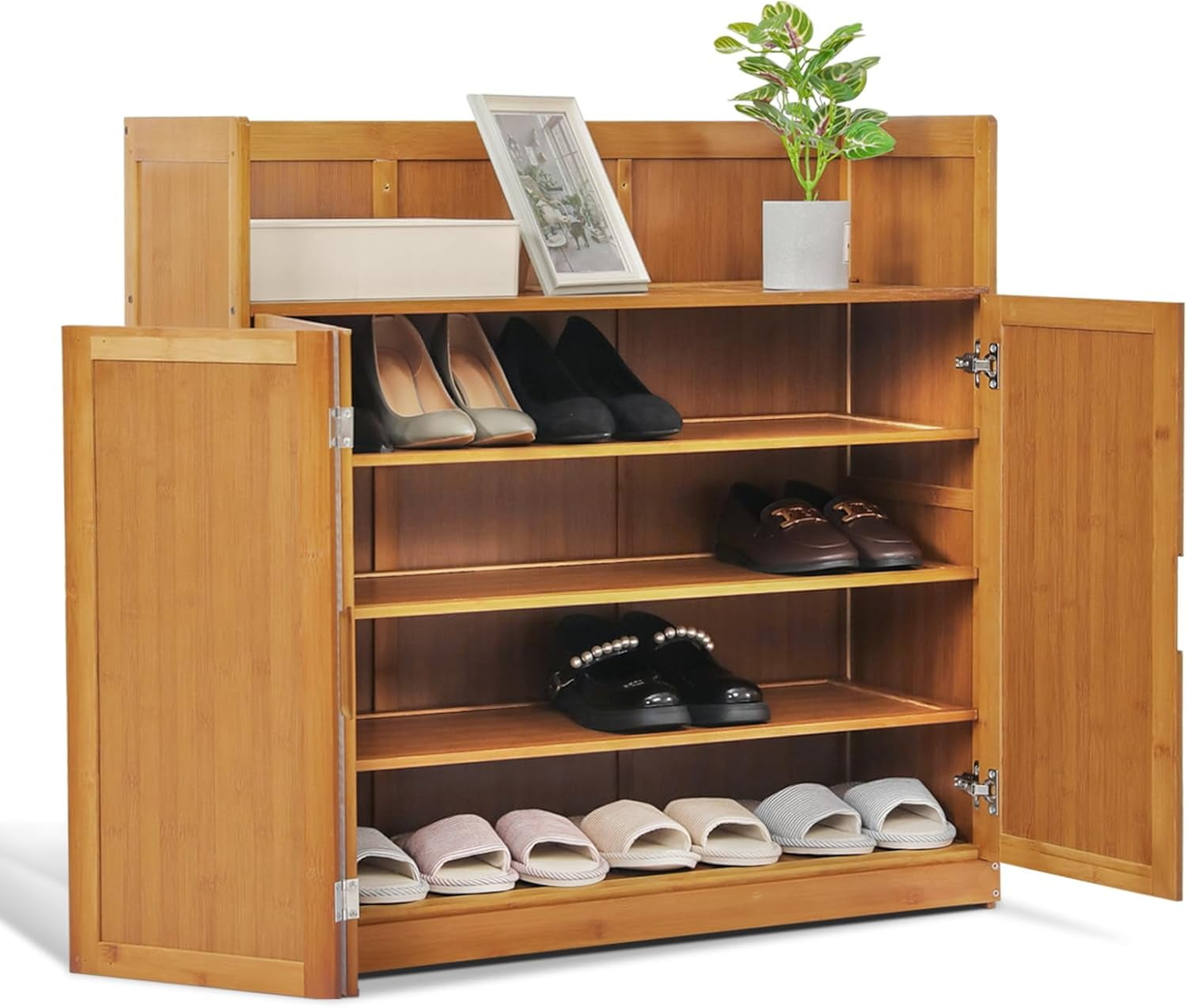 dxynlzq 32" 6-Tiers Shoe Storage Cabinet Drop Down Doors Shoe Freestanding Shoe Organizer Shelf ...