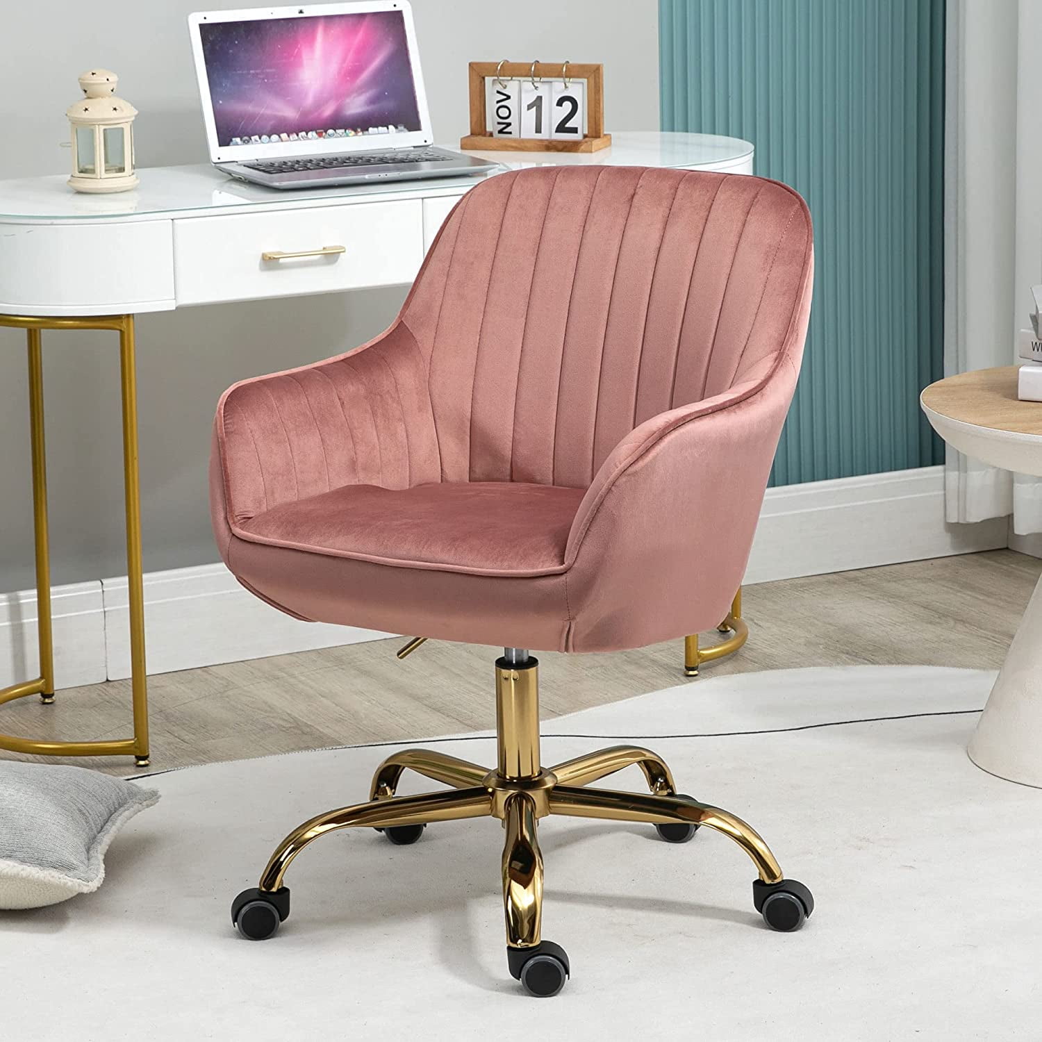 dxynlzq 360° Task Chair Swivel Chair Upholstered Velvet Computer Chair ...