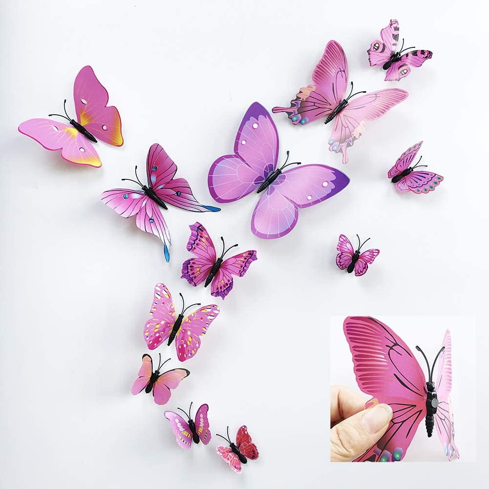 czqnlg 36pcs 3D Colorful Butterfly Wall Stickers DIY Art Decor Crafts ...