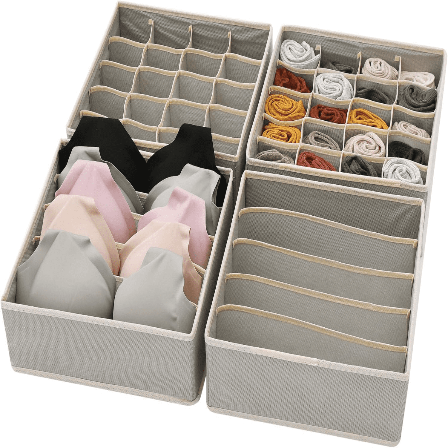 dxynlzq 4 Pack Foldable Cloth Storage Closet Dresser Drawer Organizer ...