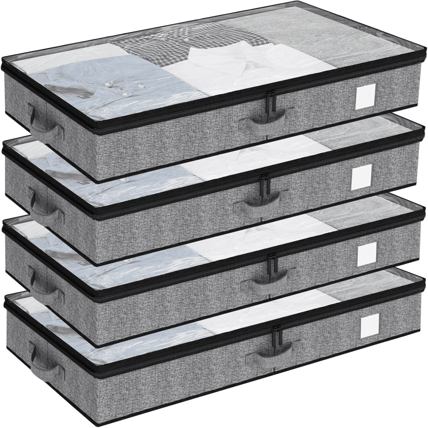 dxynlzq 4 Pack Underbed Storage Containers Below 4.5 Inches Low Profile ...