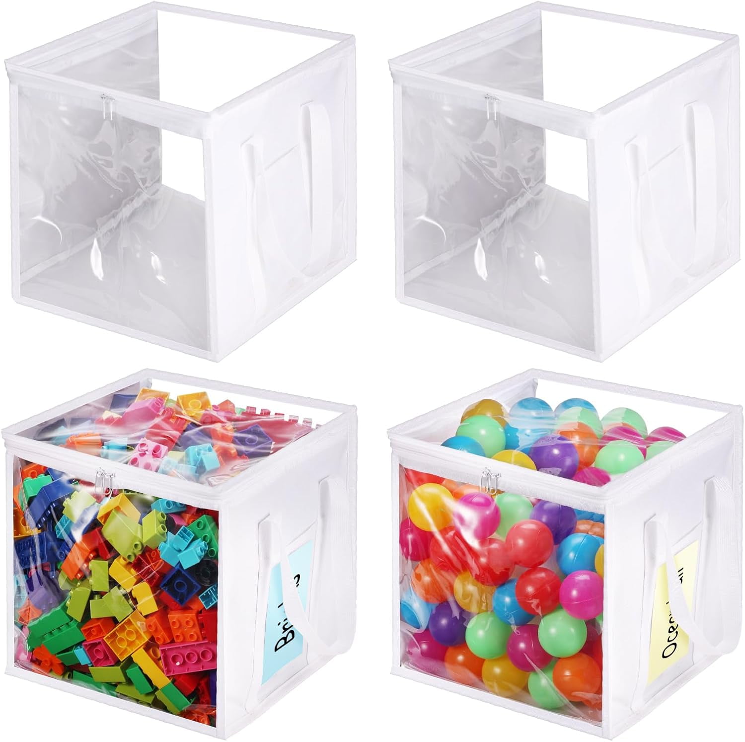 dxynlzq 4 Packs Large Toy Storage Bins 12" Clear Zippered Storage Bags ...