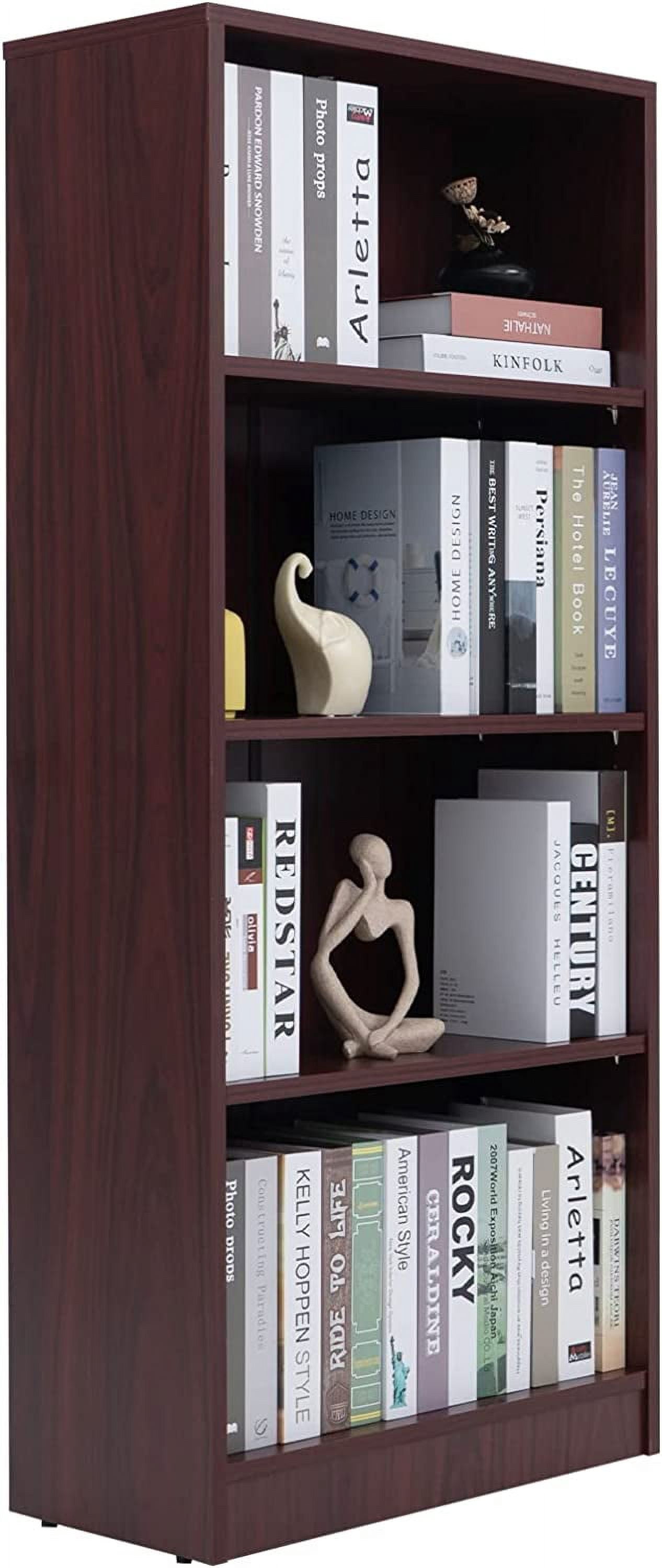 dxynlzq 4 Shelf Wood Bookcase Freestanding Display Shelf Adjustable ...