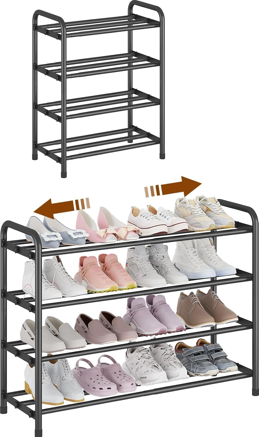 dxynlzq 4-Tier Expandable Shoe Rack \u2013 Adjustable Shoe Organizer ...