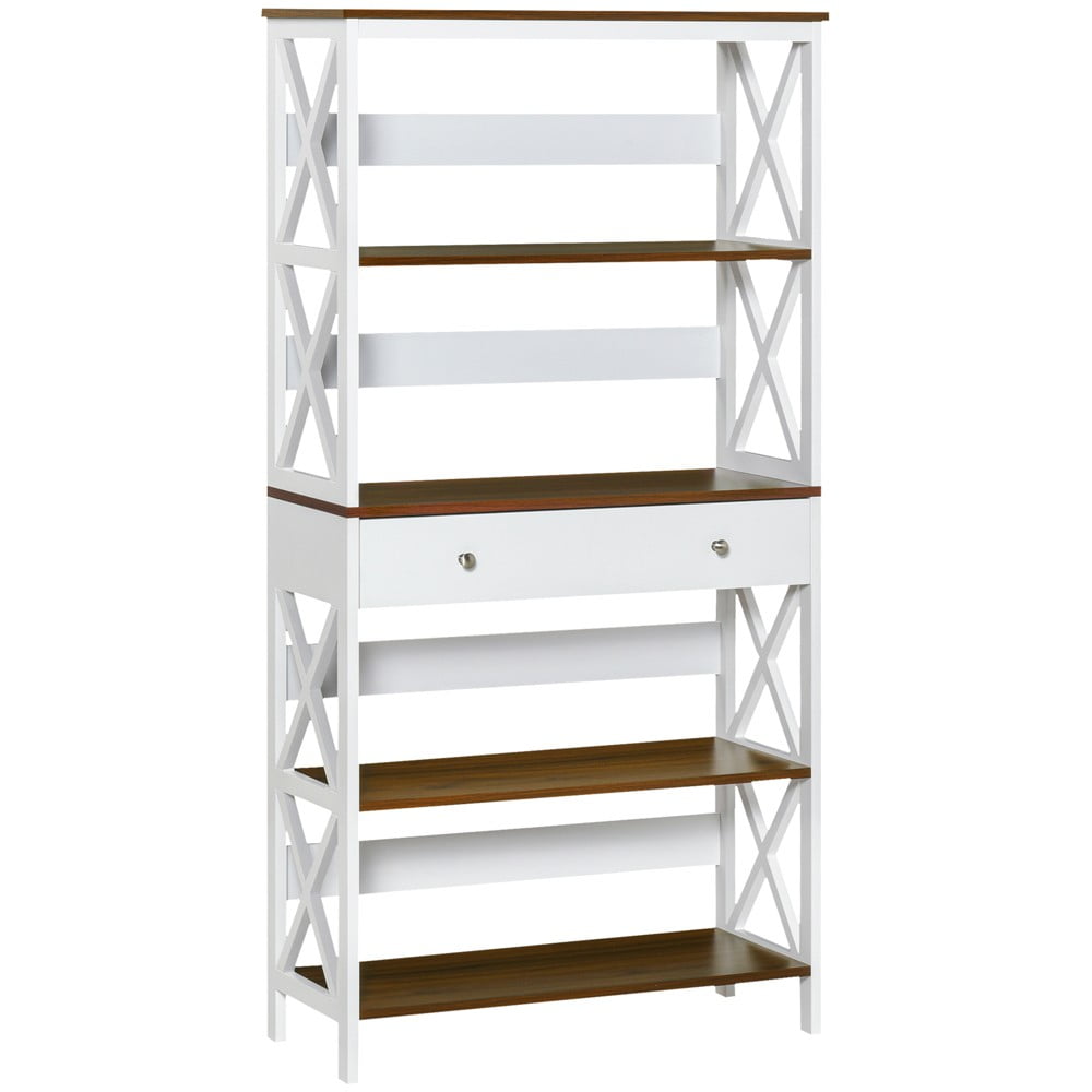dxynlzq 4-Tier Shelving Bookcase Storage Cupboard with Pull Out Drawer ...