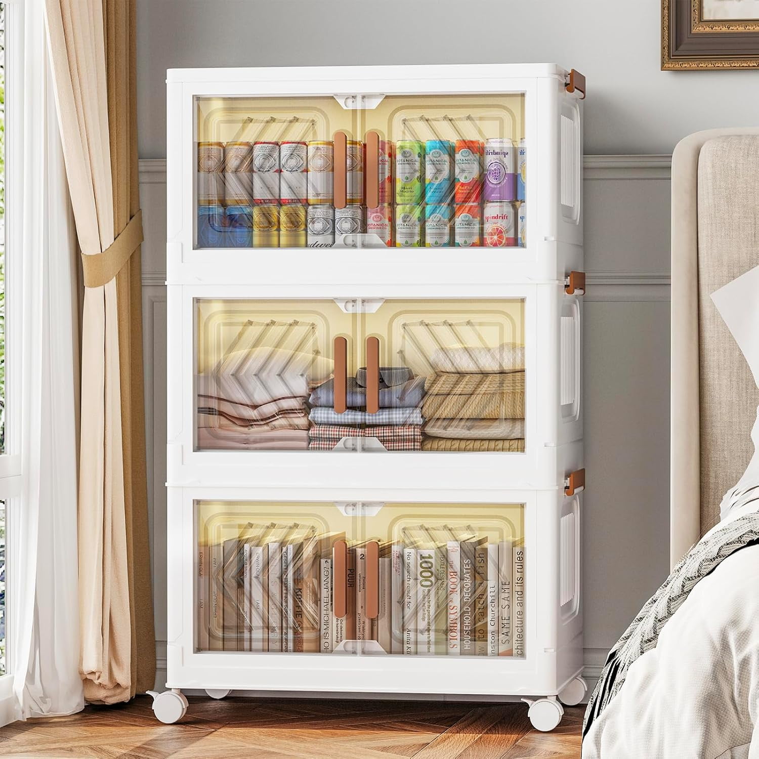 dxynlzq 44QT Stackable Storage Bins with Lid Closet Organizers and ...