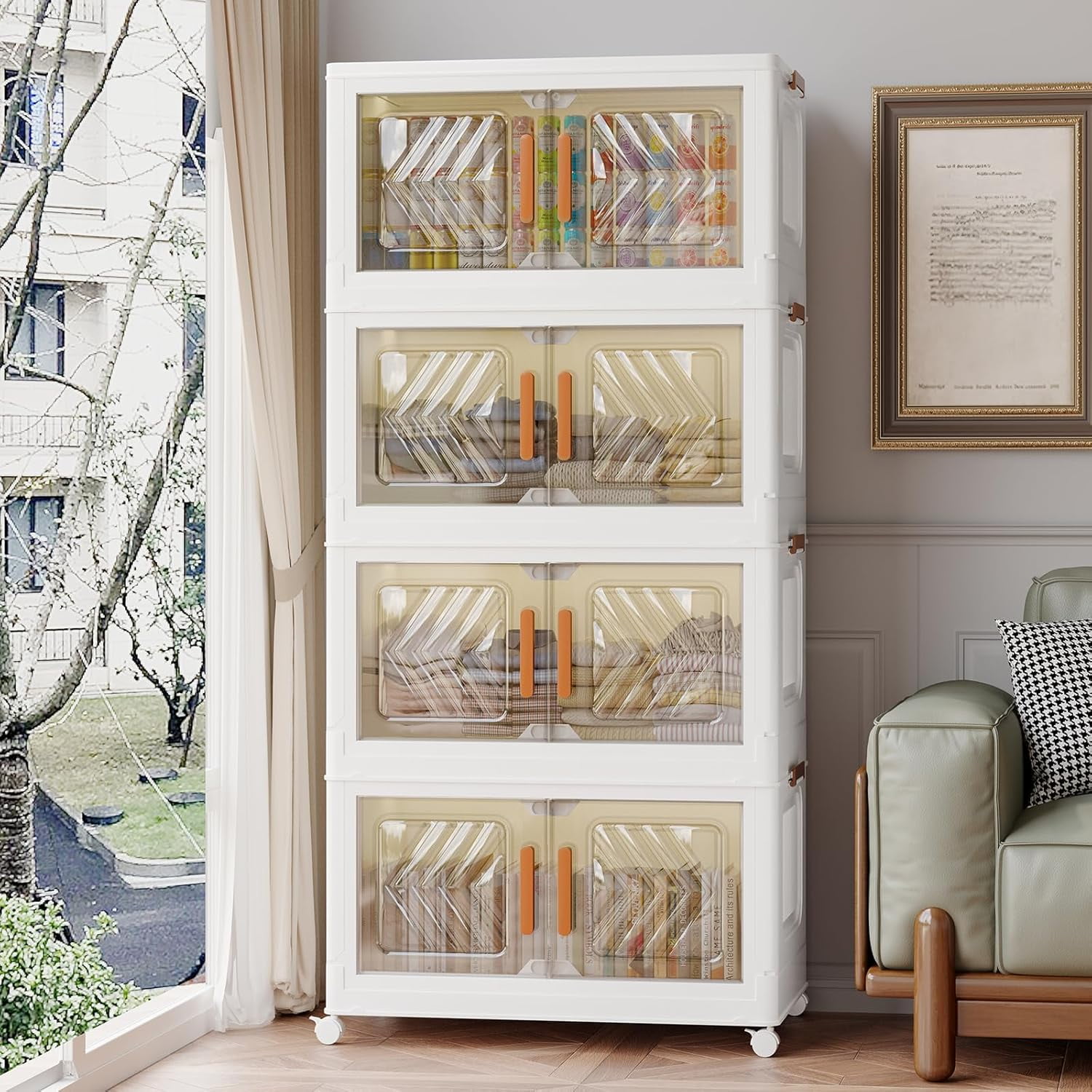 dxynlzq 44QT Stackable Storage Bins with Lid Closet Organizers and ...