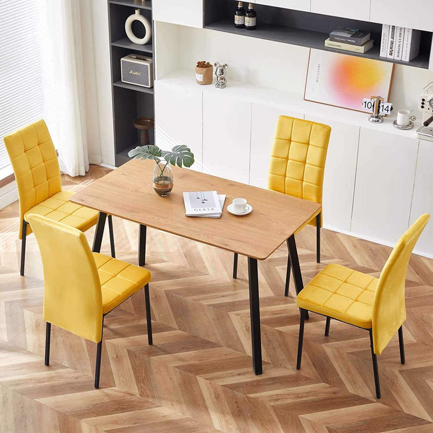 dxynlzq 47" S Shape Irregular Dining Table for 4-6 Person Modern Faux ...