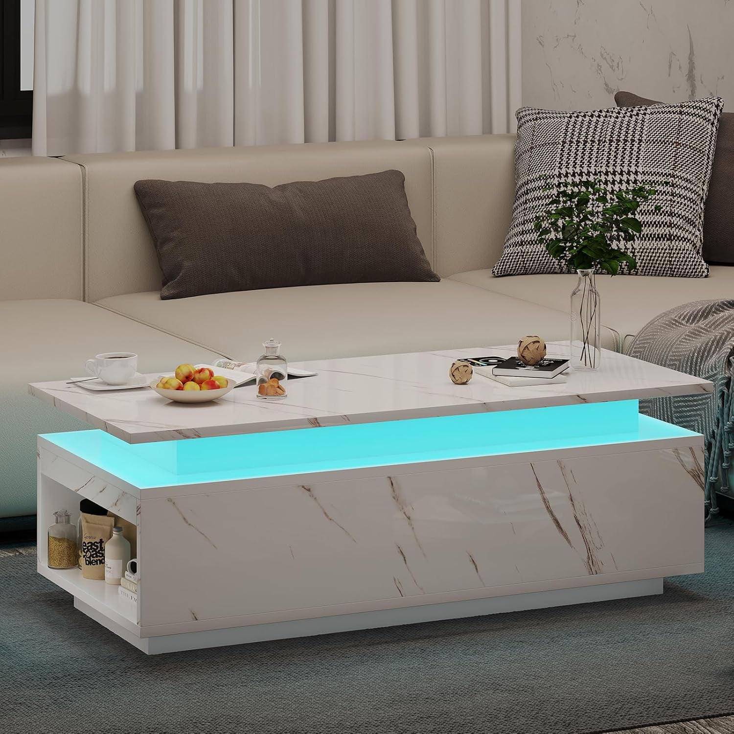 dxynlzq 47inch High Glossy LED Coffee with Wireless Charging and ...