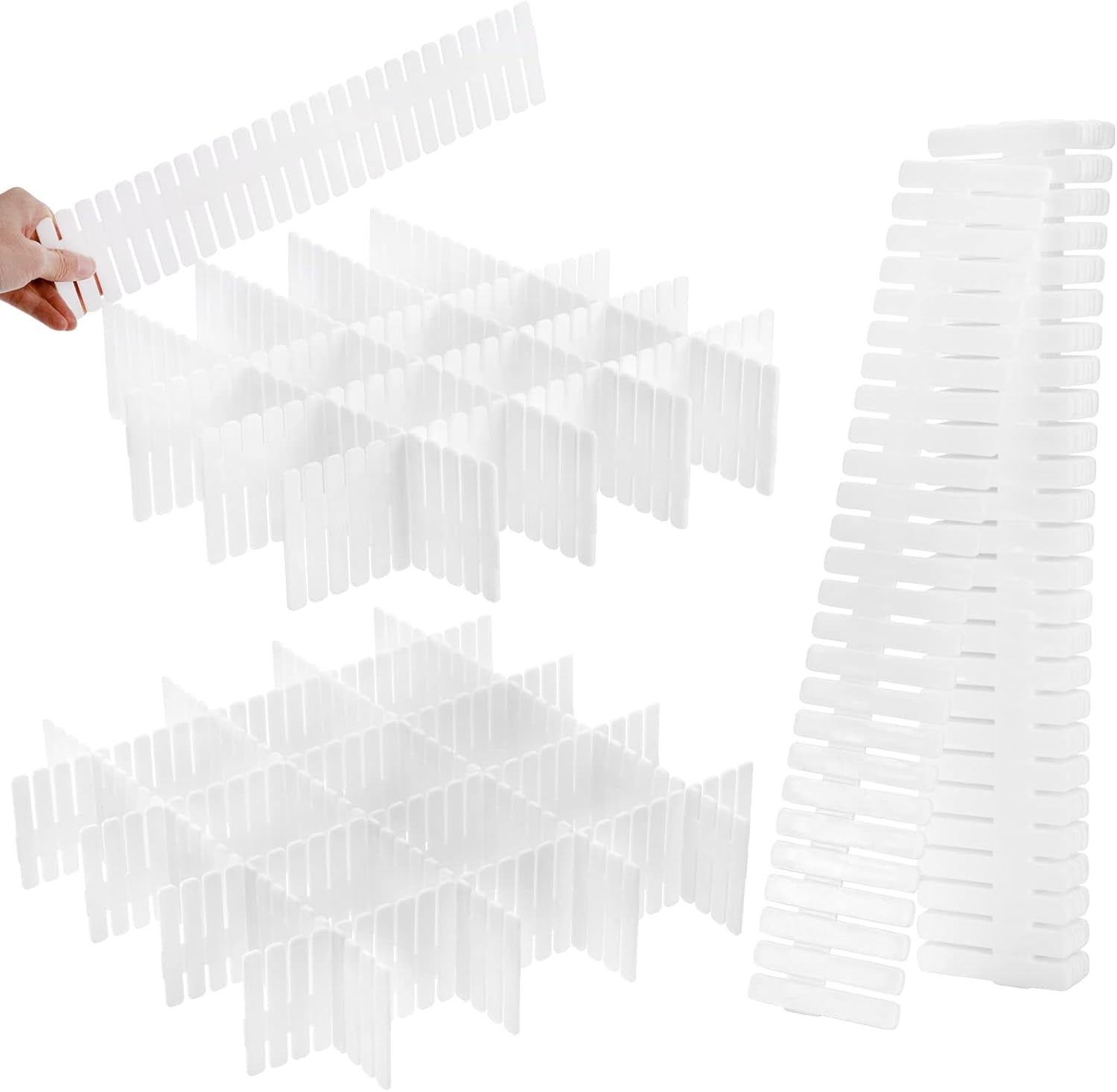 dxynlzq 48Pcs Drawer Dividers Adjustable DIY Grid Divider White Storage ...