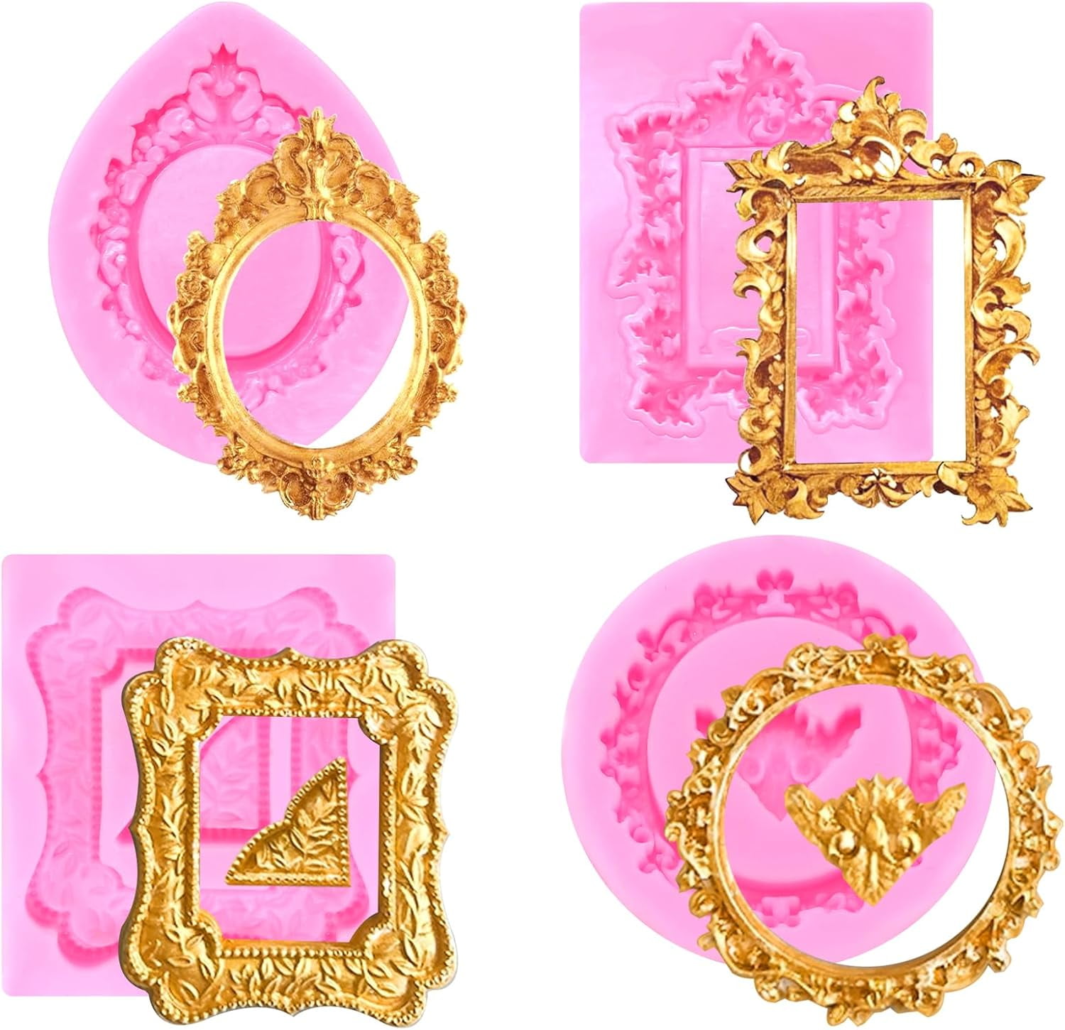 dxynlzq 4Pcs Silicone Frame Molds for Chocolate Mini Air Dry Clay Molds ...