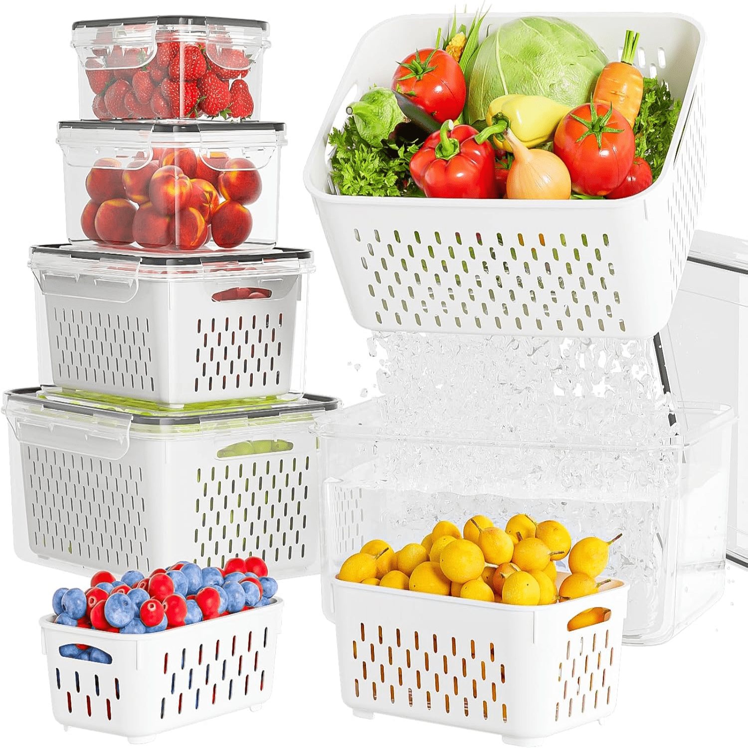 dxynlzq 5 Pack Fruit Storage Containers for Fridge with Removable ...