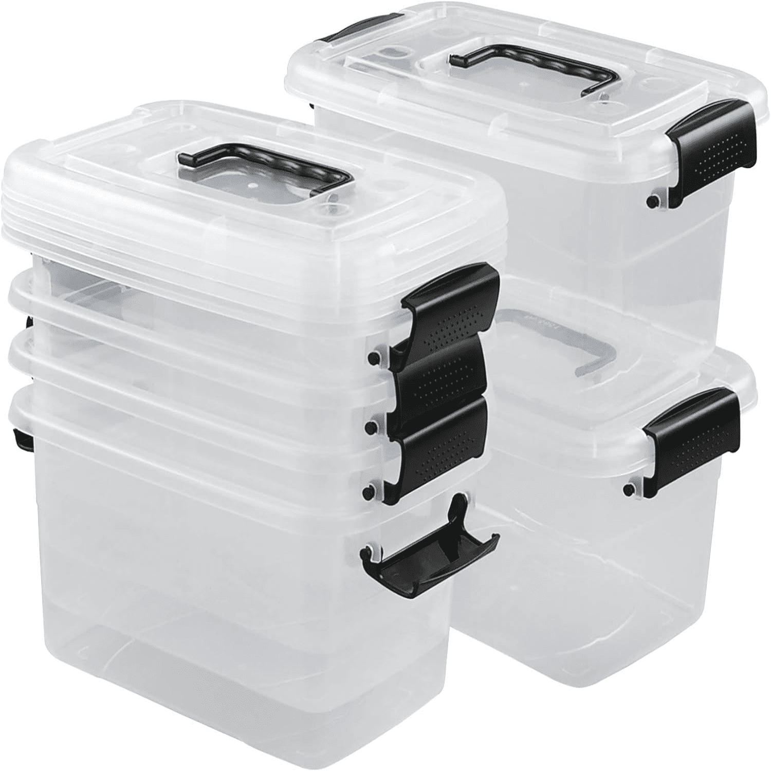 dxynlzq 5 Quart Clear Storage Bin Latching Container with Black Handle ...