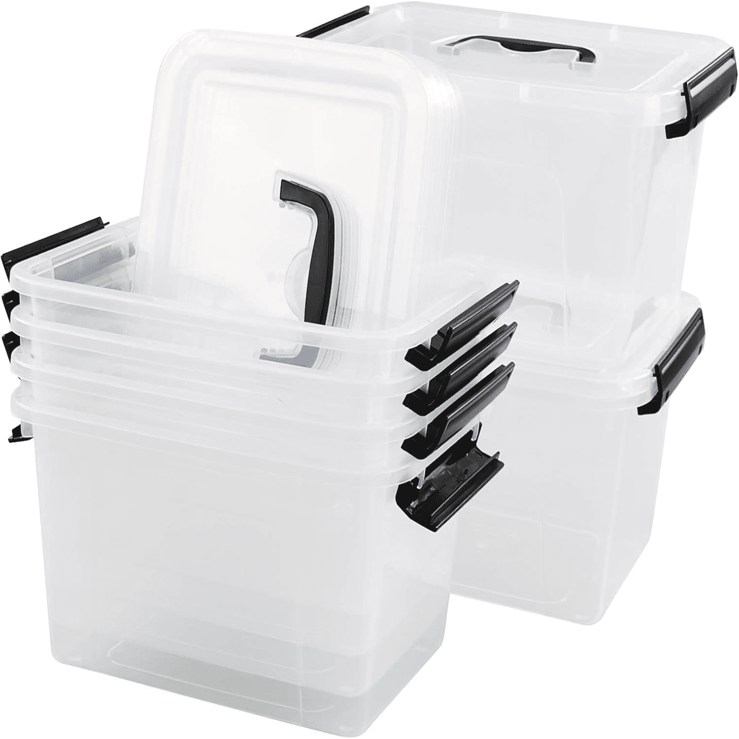 dxynlzq 5 Quart Storage Tote with Lid 6 Packs Small Plastic Bins with ...