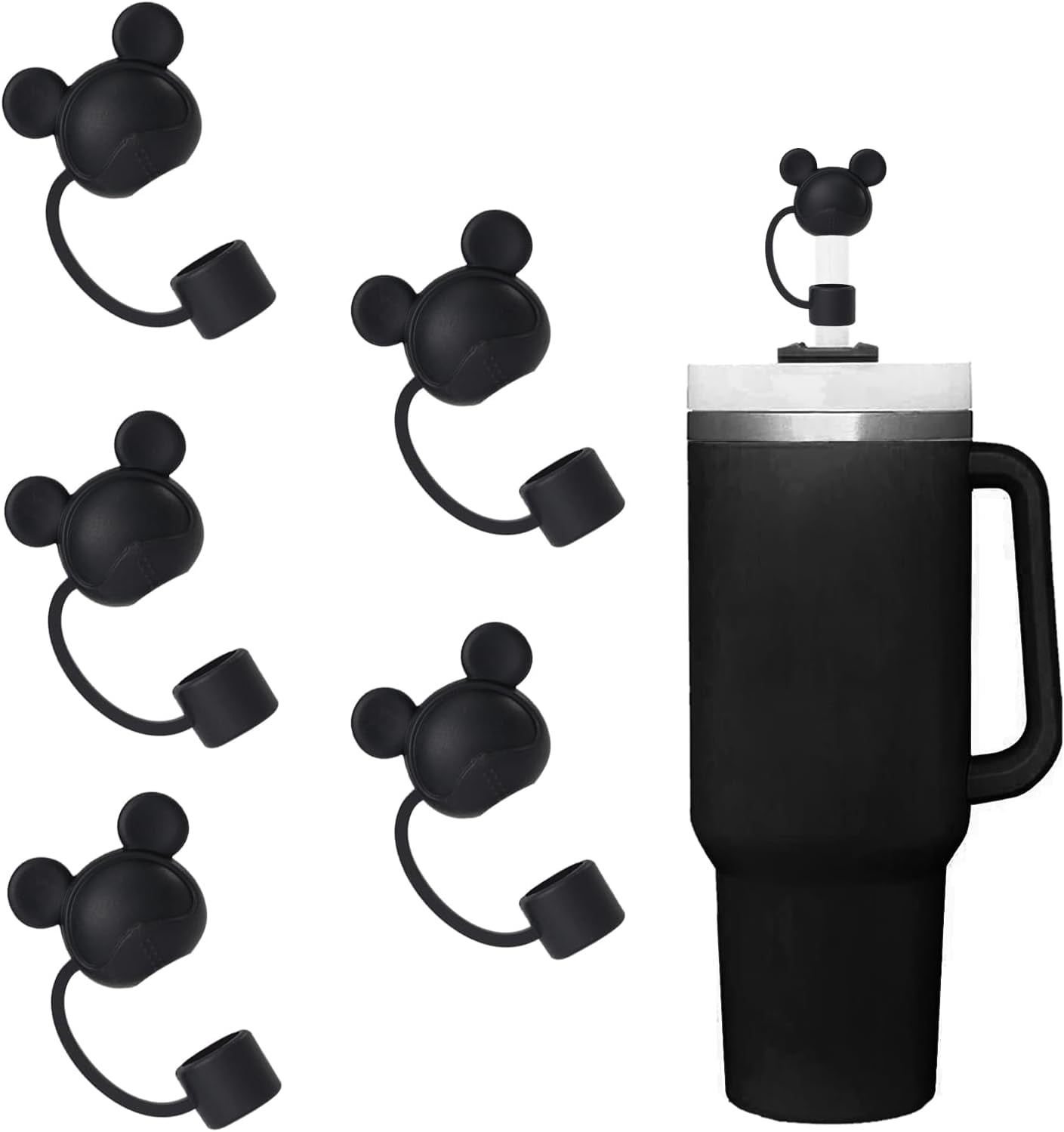 chdqwer 5 pcs Black Bear Straw Covers Cap Toppers Compatible with 30&40 ...