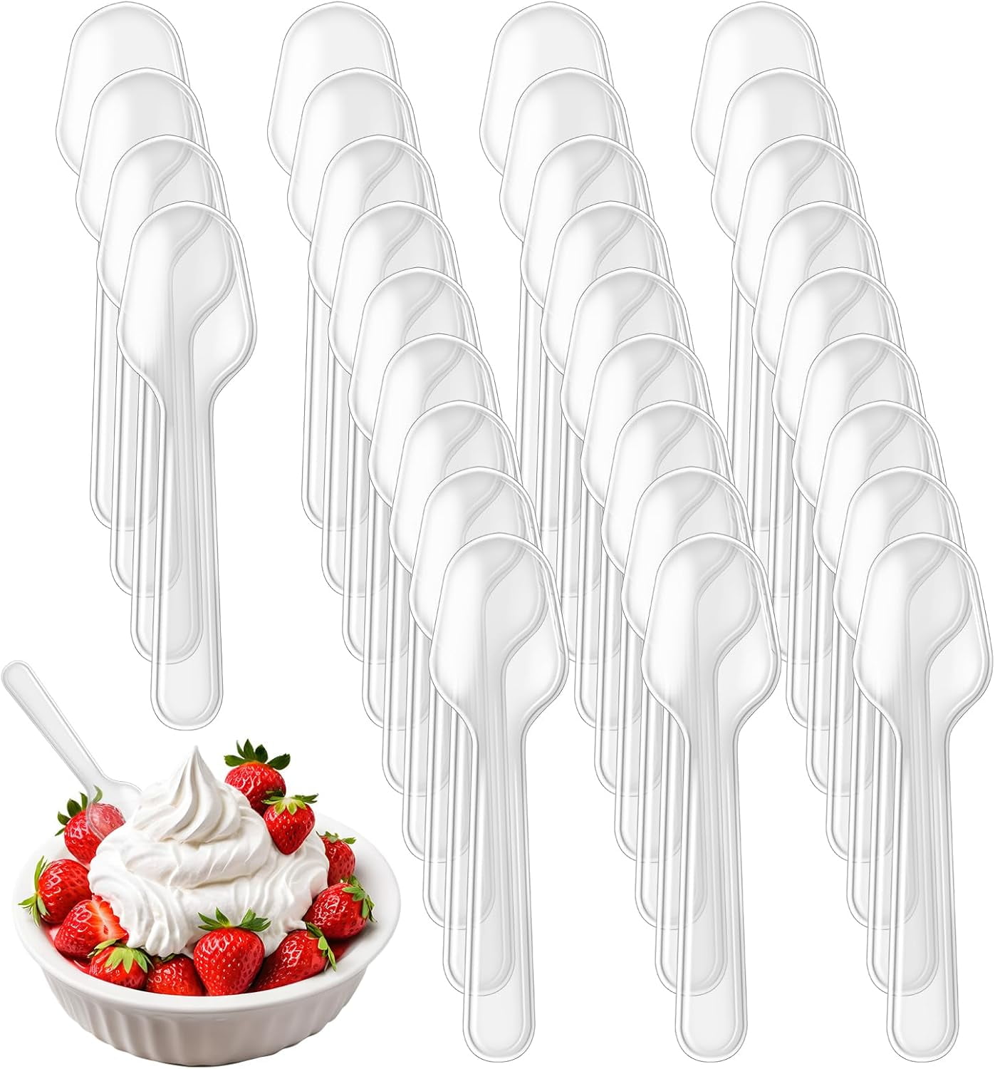 dxynlzq 500Pcs Mini Spoons for Desserts Disposable Clear Plastic ...