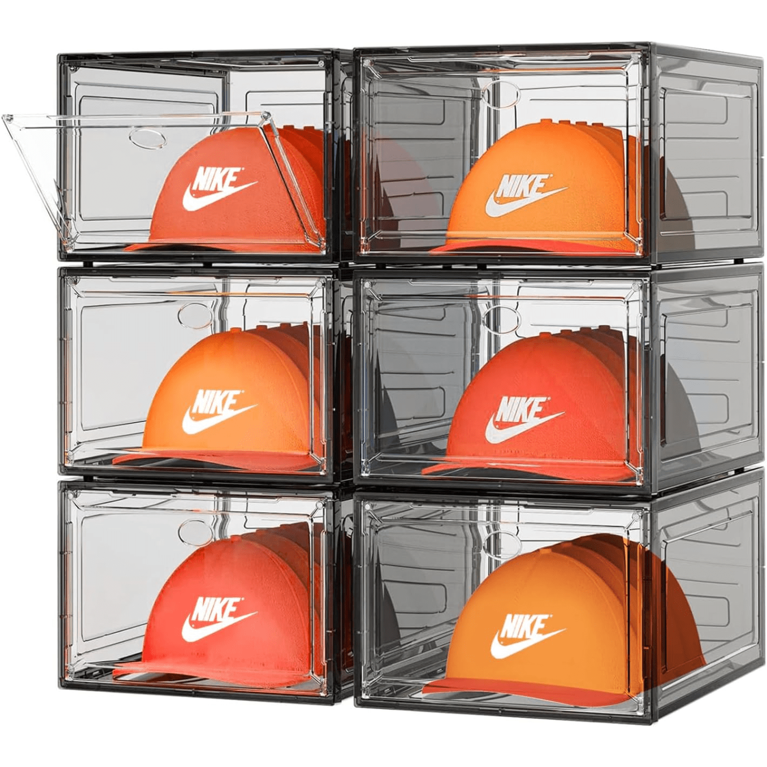 dxynlzq 6 Pack Hat Organizer Stackable Clear Baseball Caps Holder ...