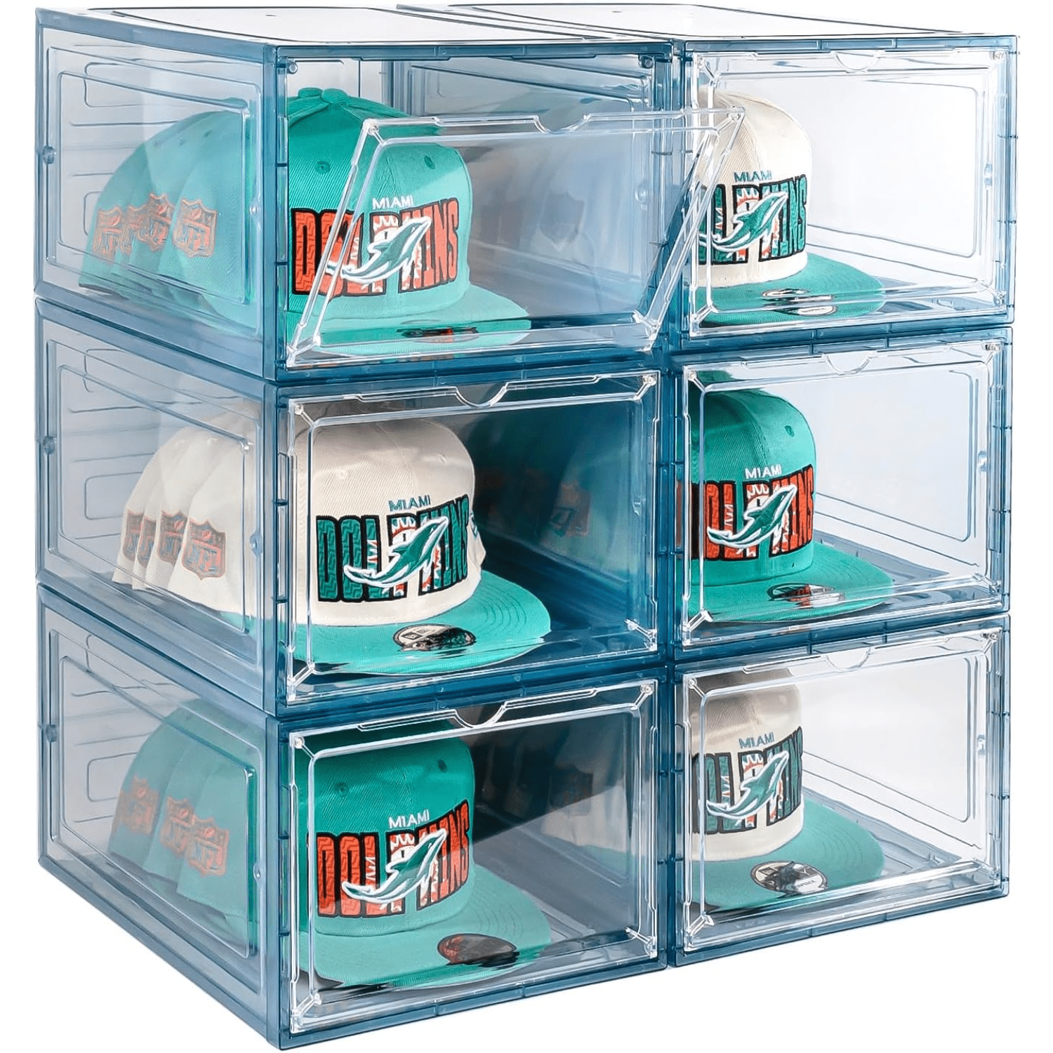 dxynlzq 6 Pack Hat Organizer Stackable Clear Baseball Caps Holder ...