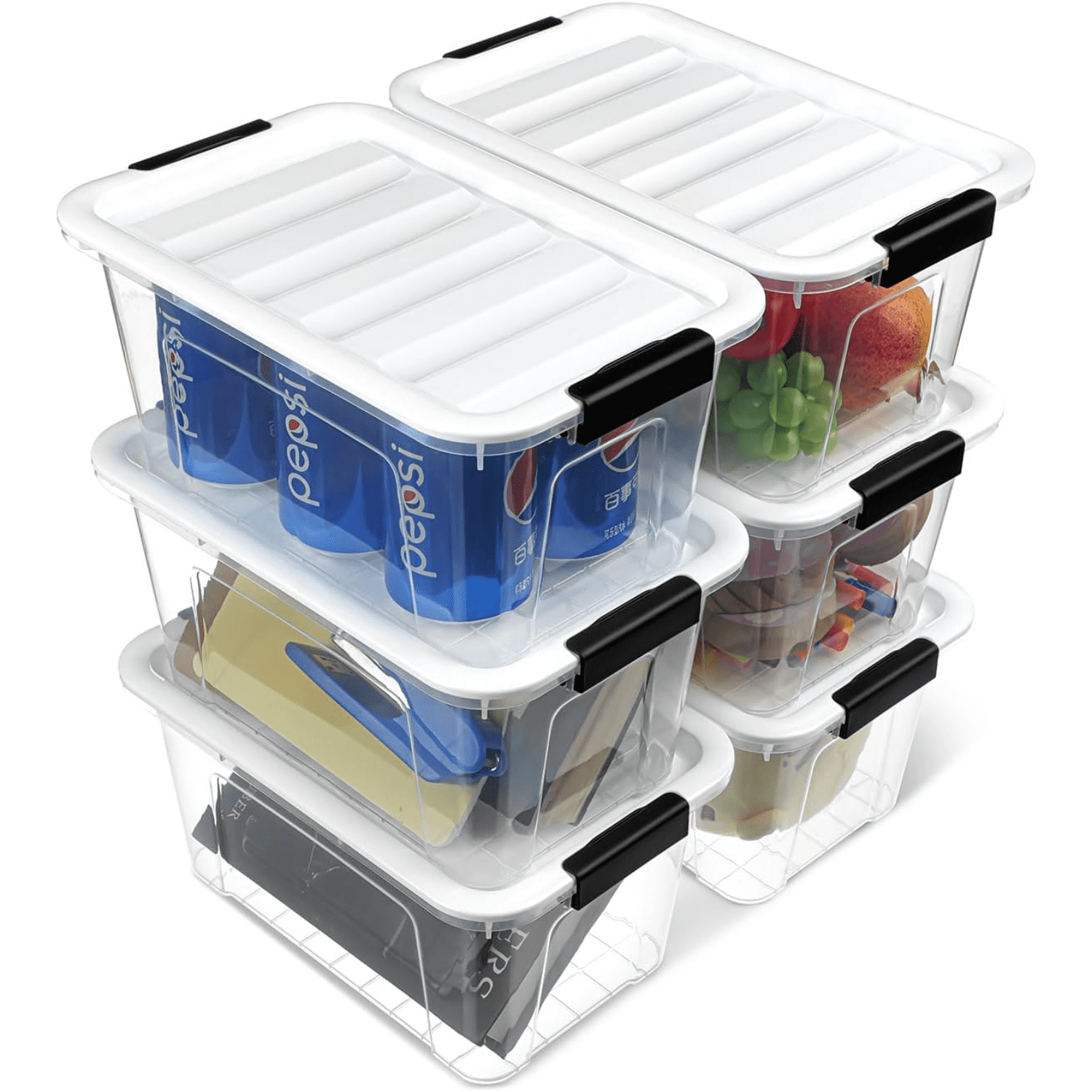 dxynlzq 6 Pack Plastic Storage Bins with Lids 7 Quart Storage ...