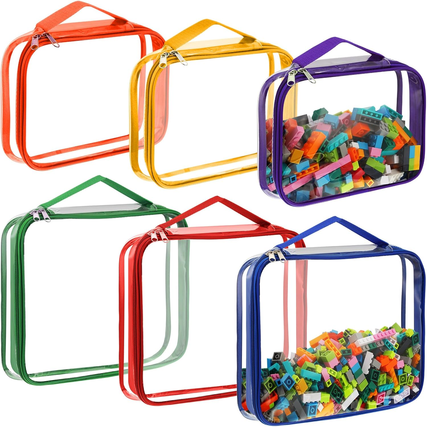 dxynlzq 6 Packs Toy Storage Bags PVC Organizing Case Bags with Zipper ...