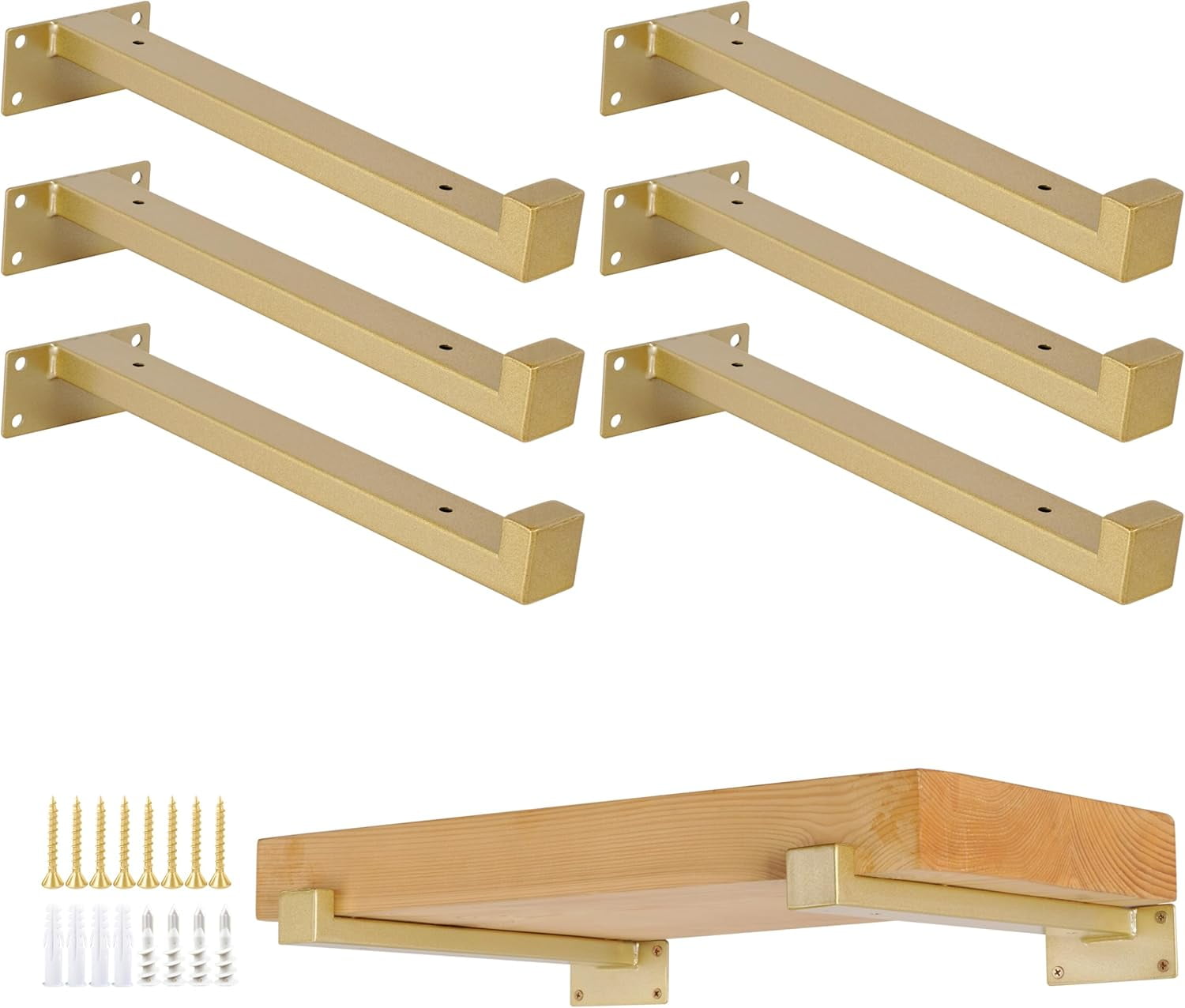 dxynlzq 6 Pcs 10-Inch Floating Shelf Brackets Heavy Duty Wall Mounted ...