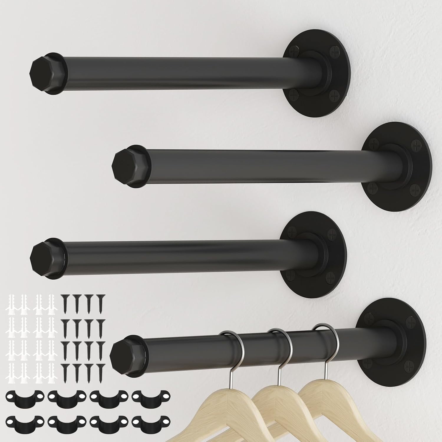 dxynlzq 6 Pcs Industrial Pipe Clothes Bars 12 inch Industrial Pipe ...