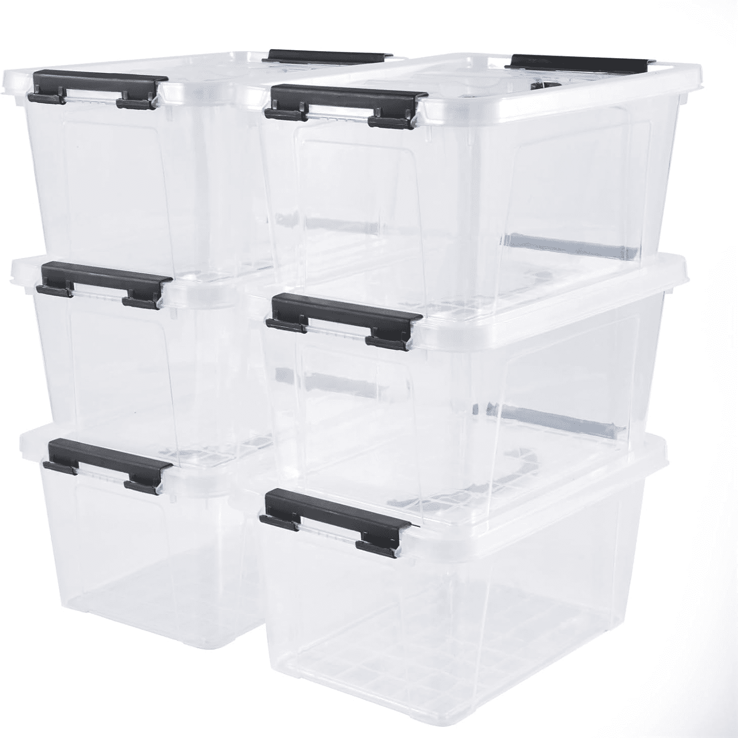 dxynlzq 6 Quart Plastic Stackable Storage Latch Bins Clear Latching ...