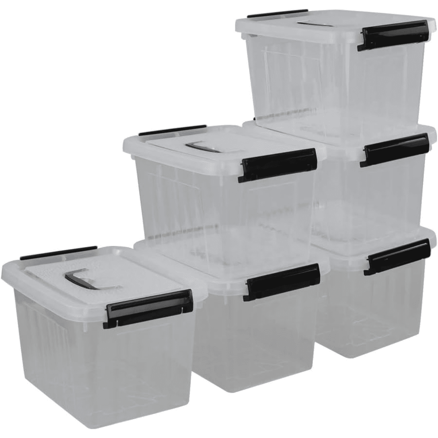 Hltser 6 Quart Plastic Storage Clear Storage Bins with Lid Pack of 6 ...