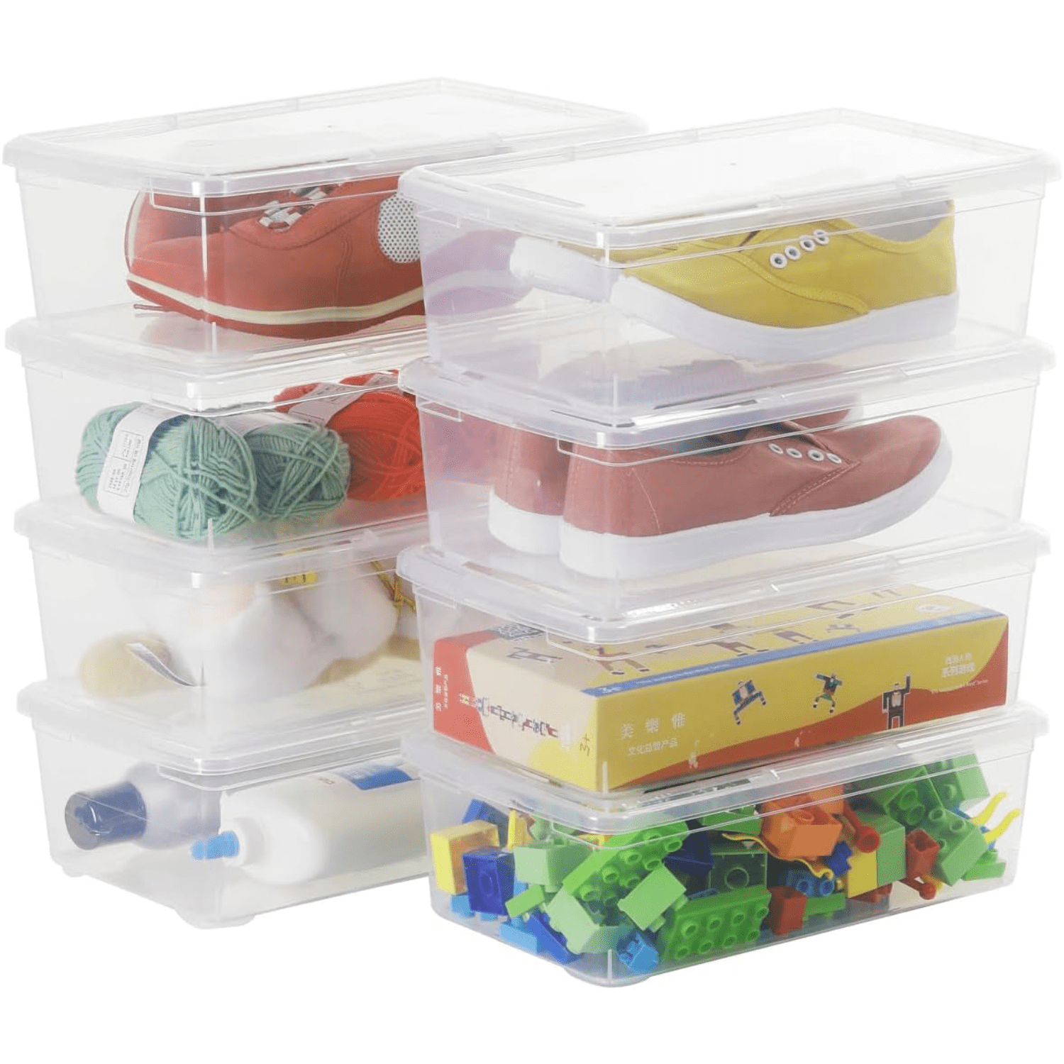 dxynlzq 6 Quart Stackable Plastic Storage Shoebox BPA-Free Nestable ...
