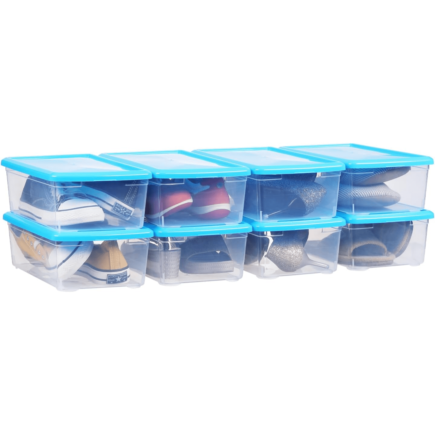 dxynlzq 6 Quart Stackable Plastic Storage Shoebox BPA-Free Nestable ...