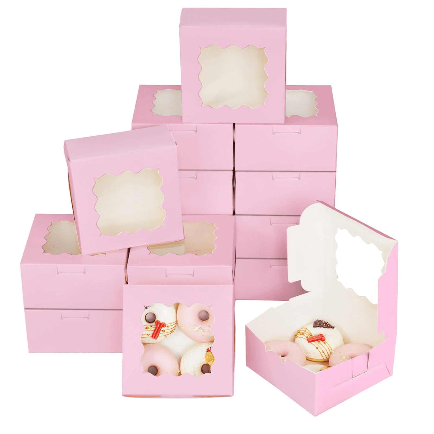 dxynlzq 60pcs Lavender Bakery Boxes with Window 6x6x3 inches Thick ...