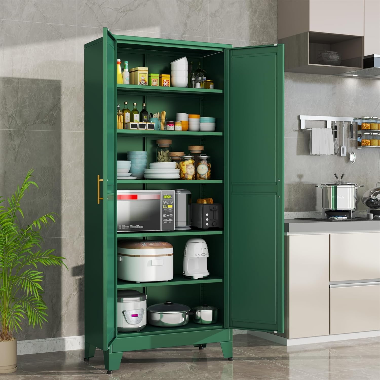 dxynlzq 61.02\u201DH Metal Pantry Storage Cabinet Storage Cabinets with ...