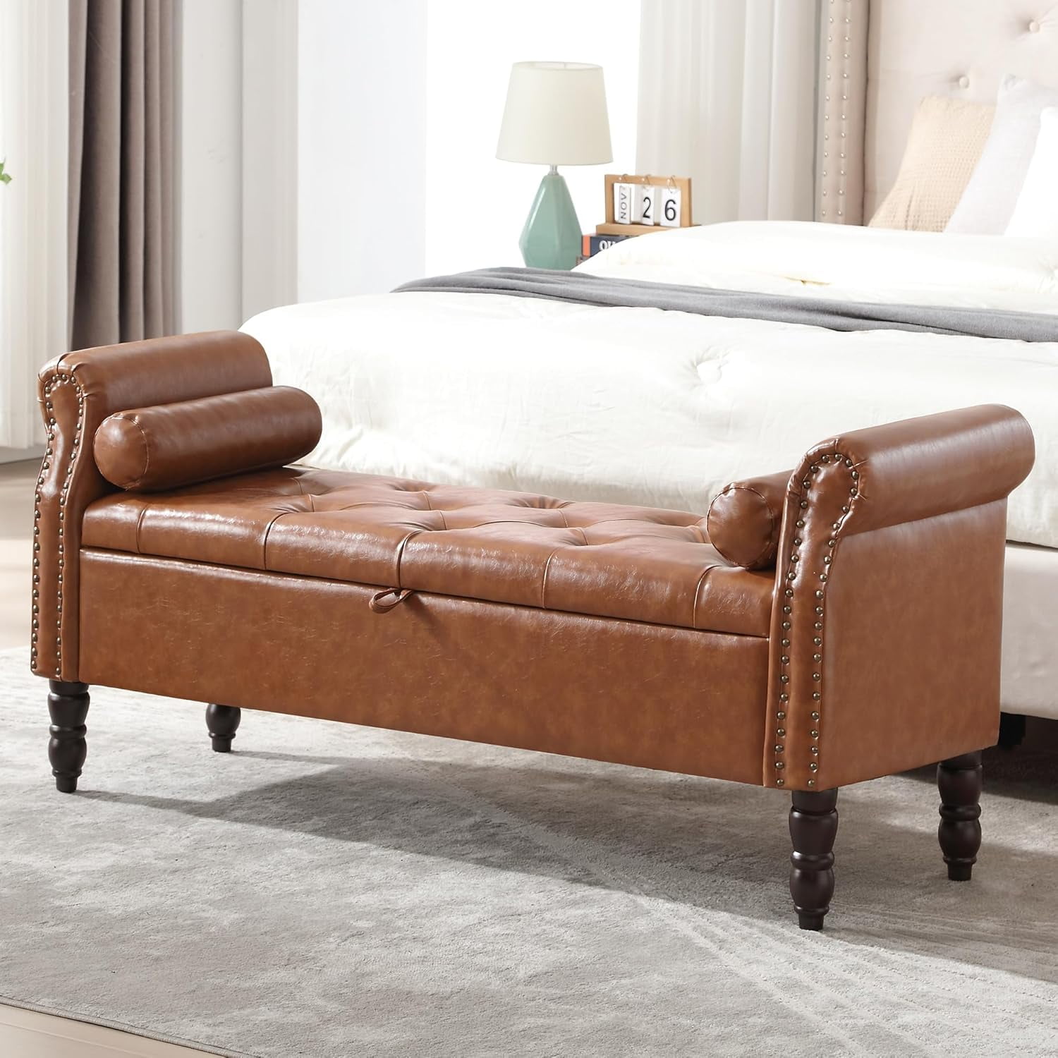 dxynlzq 67" Storage Bench for Bedroom End of Bed Leather Storage ...