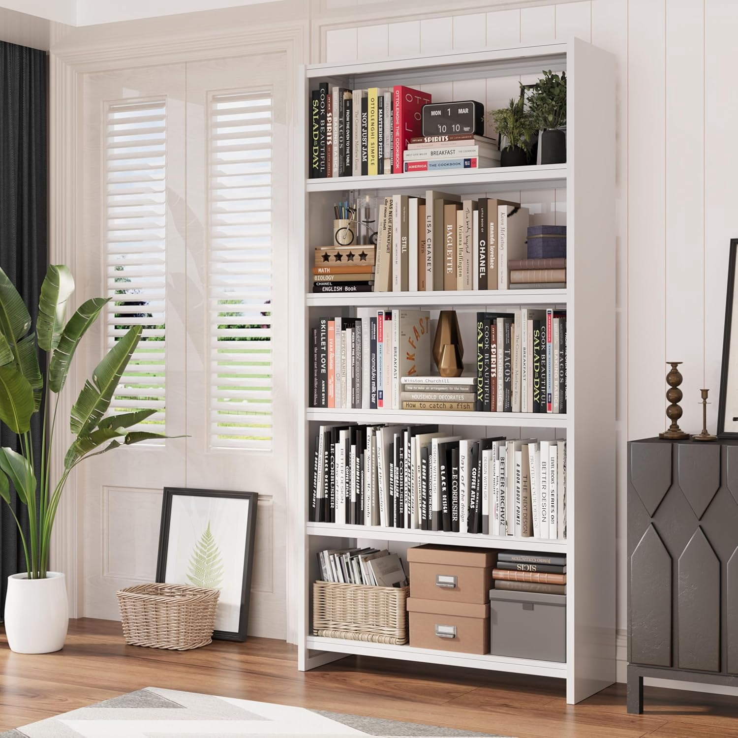 dxynlzq 69" H Office Bookcase Shelf Storage 5 Tier Bookcase with Open ...
