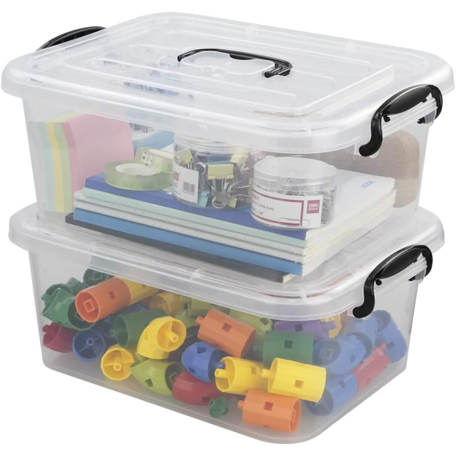 Hltser 8 L Plastic Storage Latch Clear Containers with Lids 2-Pack ...