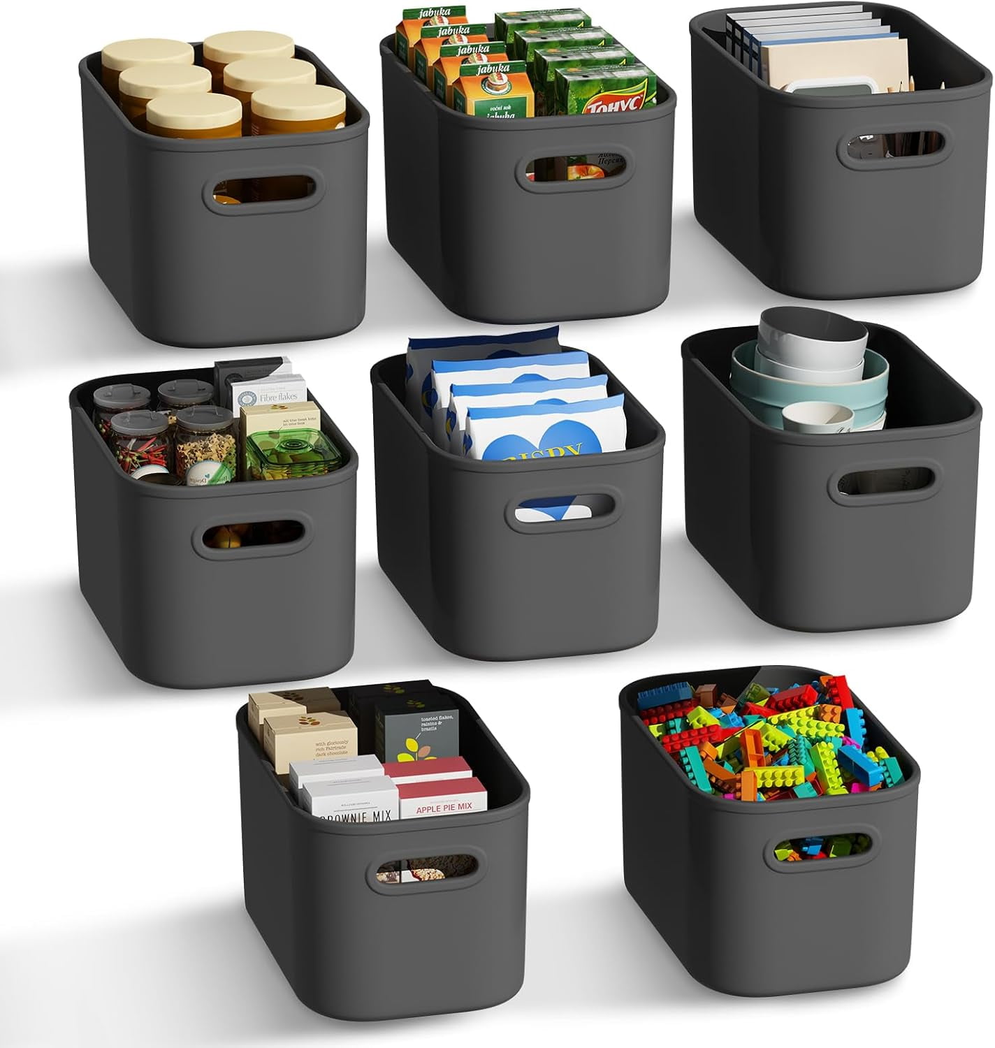 dxynlzq 8 Pack White Storage Bins with Lids for Shelves White Storage ...