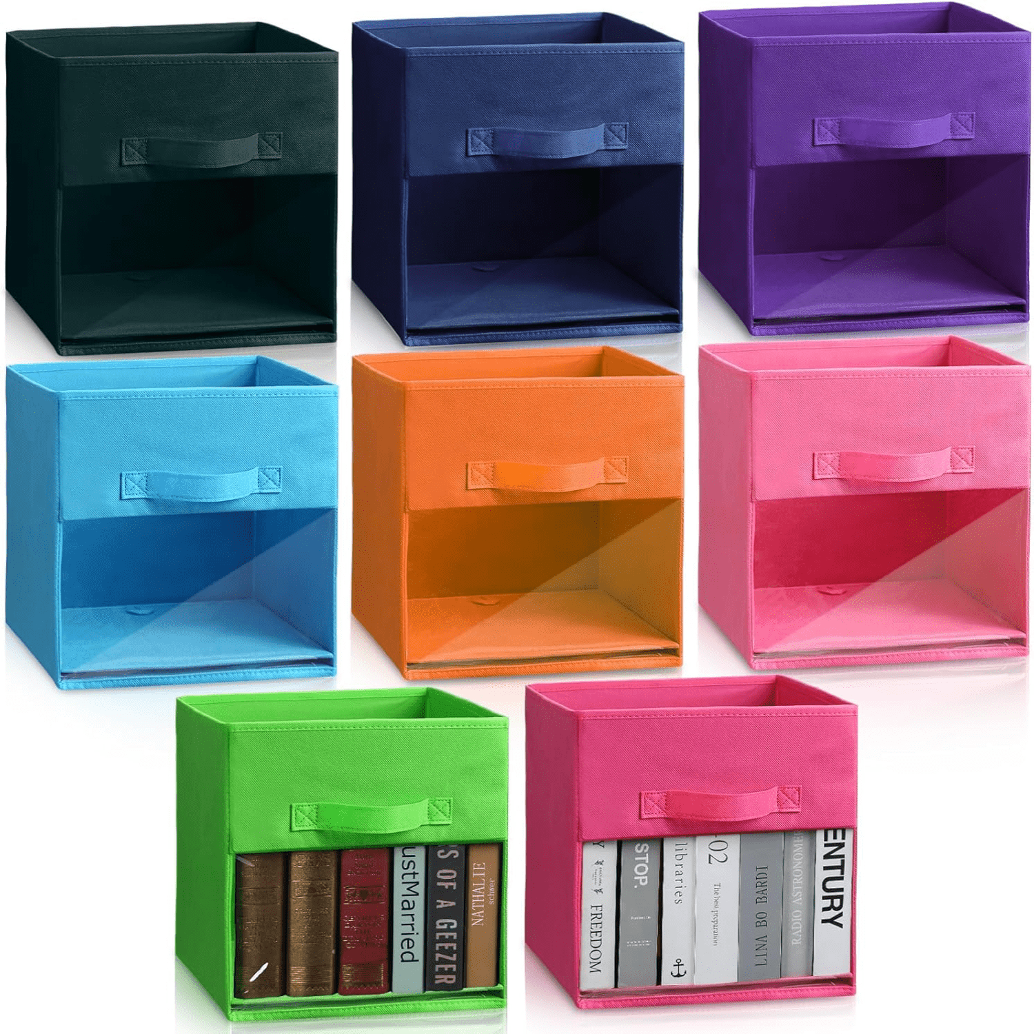 dxynlzq 8 Pcs 11 Inch Foldable Fabric Cube Storage Bins See Through ...