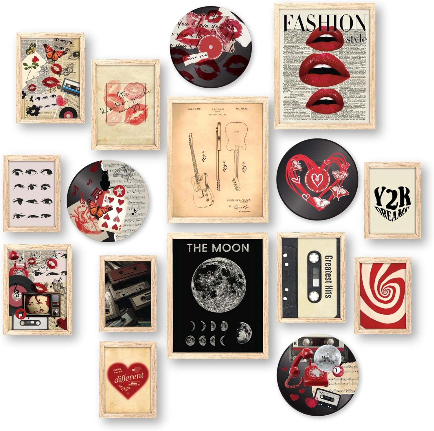 dxynlzq 97 Decor Downtown Girl Room Decor Y2k Posters - Dark Red ...