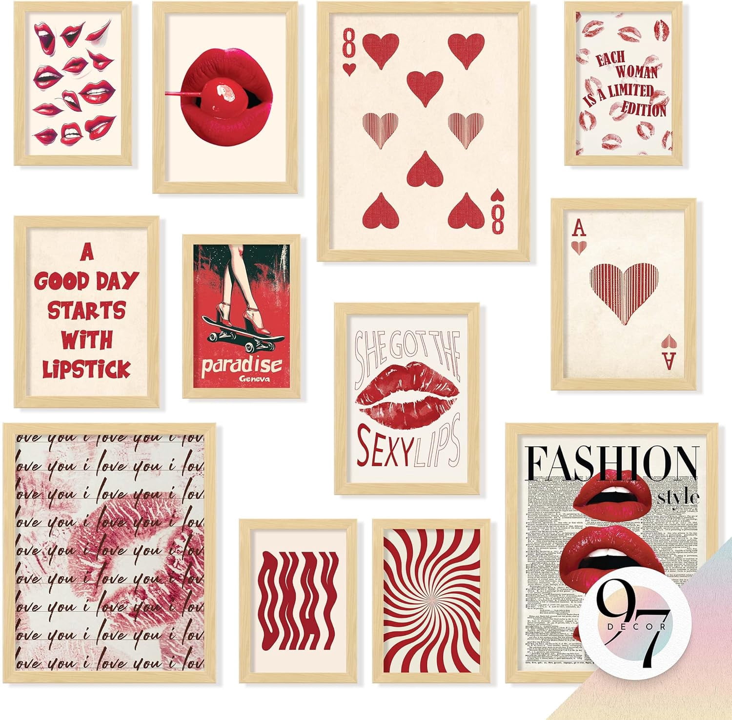 dxynlzq 97 Decor Downtown Girl Room Decor Y2k Posters - Dark Red ...