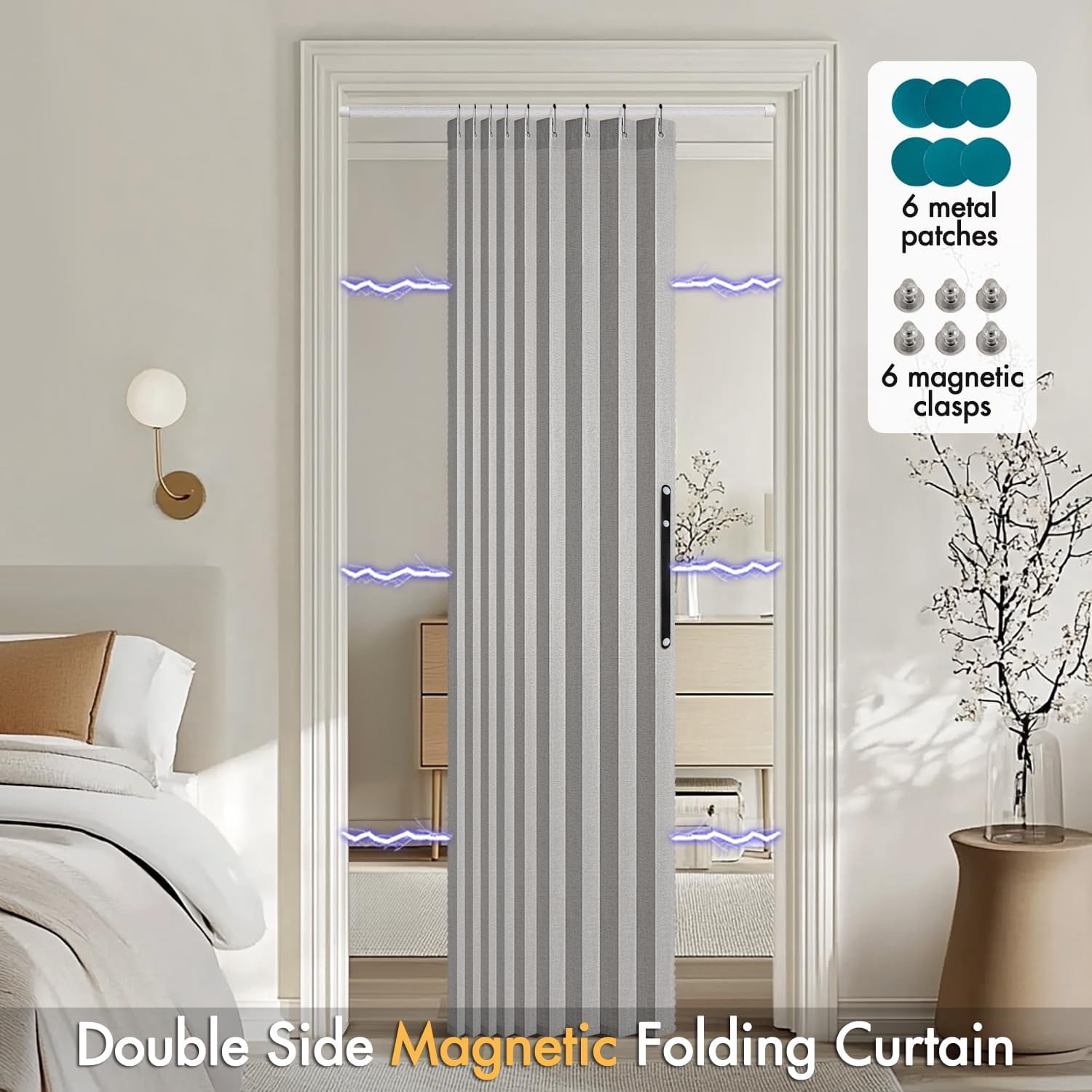 dxynlzq Accordion Style Magnetic Folding Door Curtains for Doorways ...