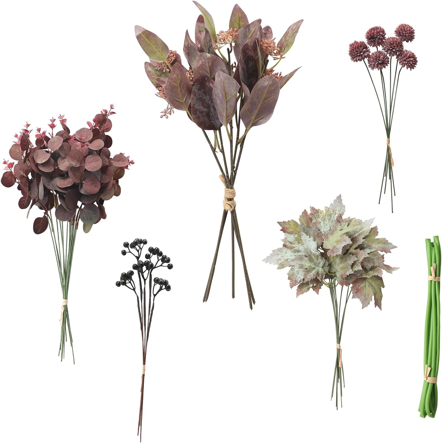 dxynlzq Artificial Greenery Stems Box Set 35pcs with 5 Kinds of Faux ...