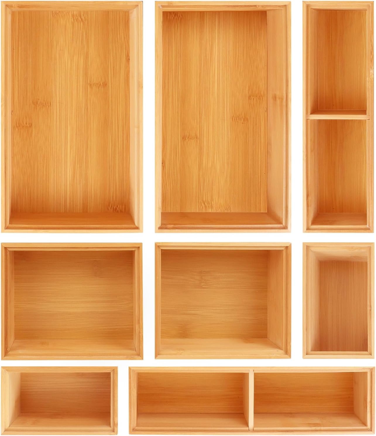 dxynlzq Bamboo Drawer Organizer Set 8 PCS Multi-Use Wood Drawer Storage ...