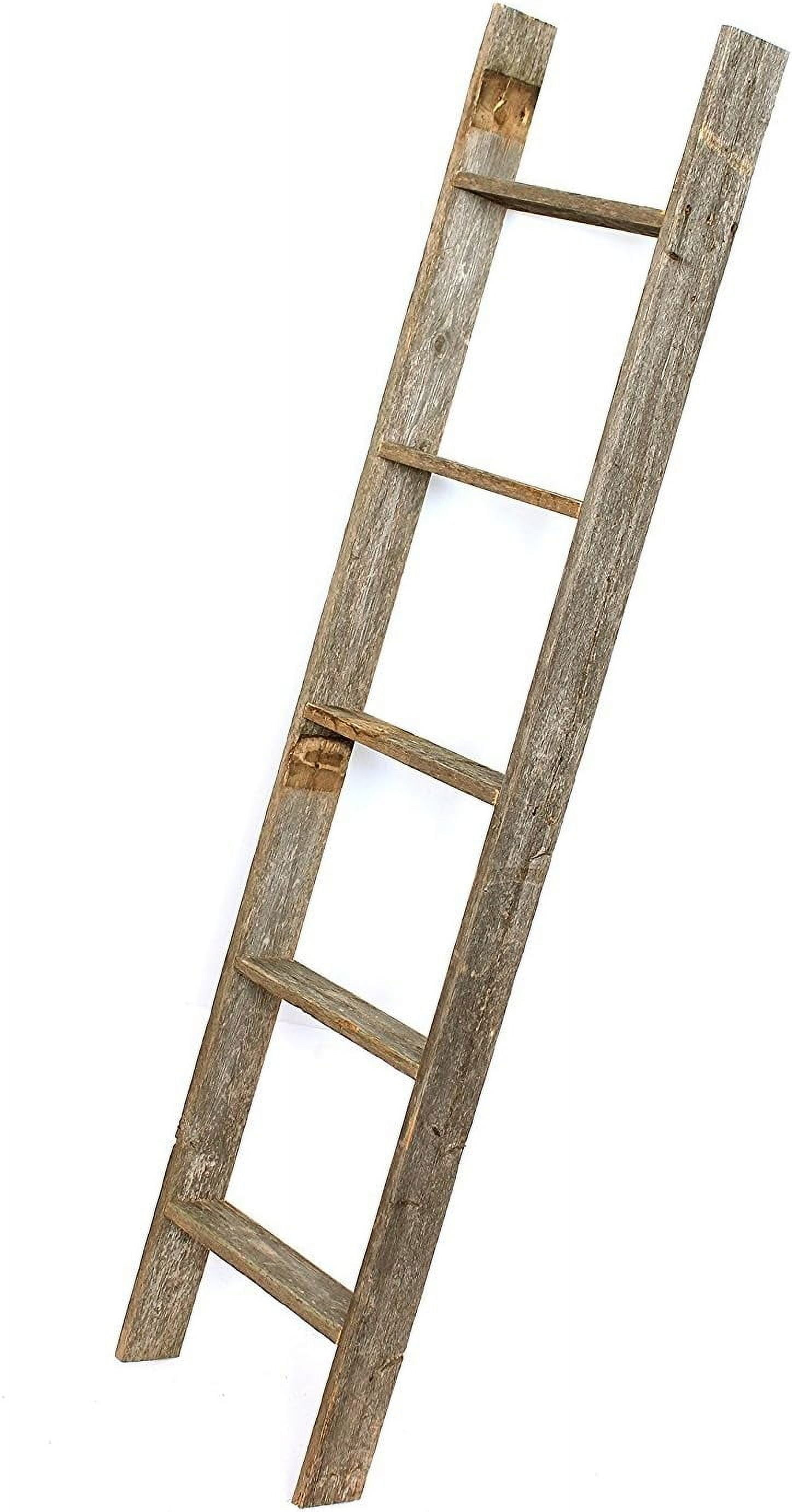 dxynlzq BarnwoodUSA Reclaimed Wood Bookcase Ladder (5 Foot Black ...
