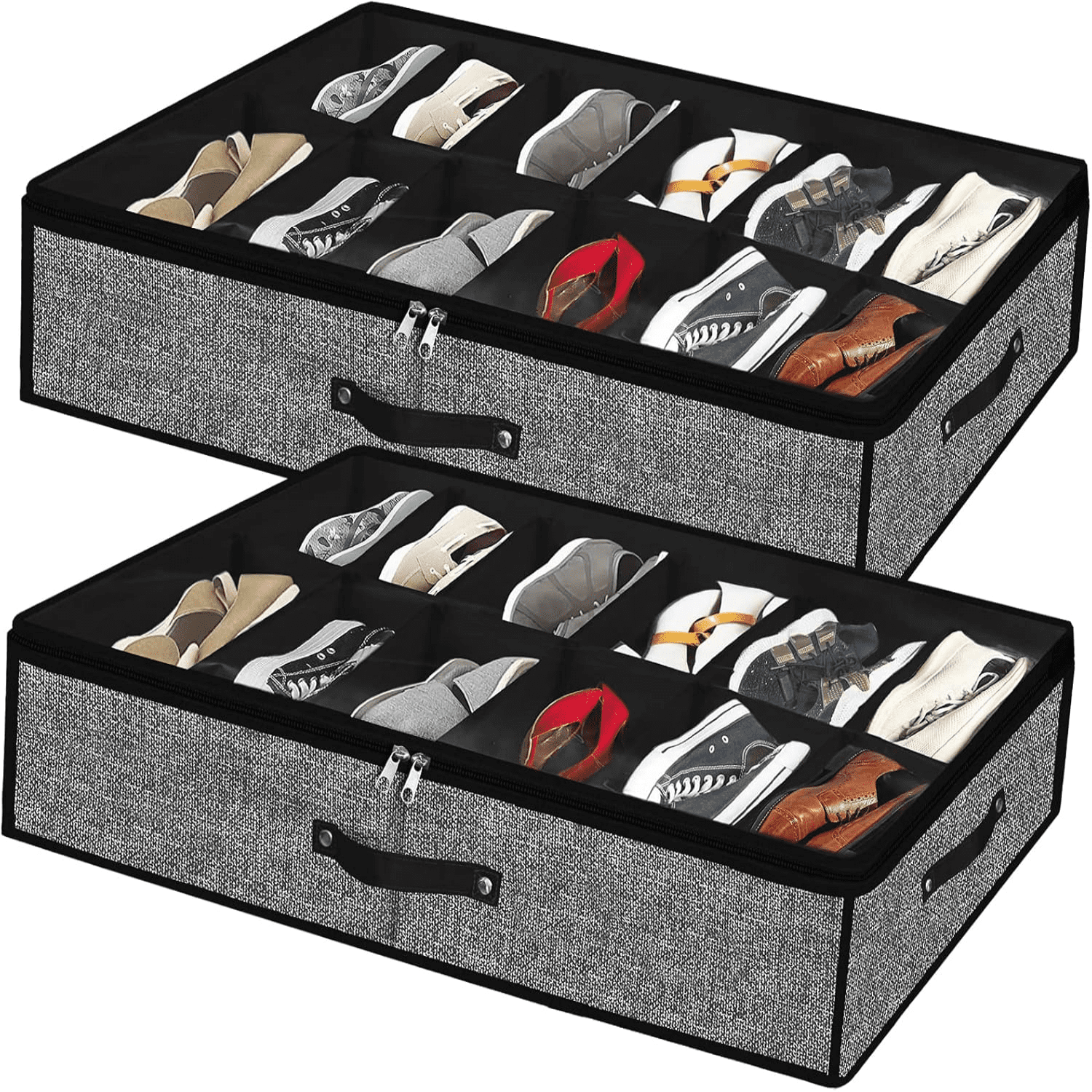 dxynlzq Under Bed Shoe Storage Organizer for Closet 2 Pack- Fits 24 ...