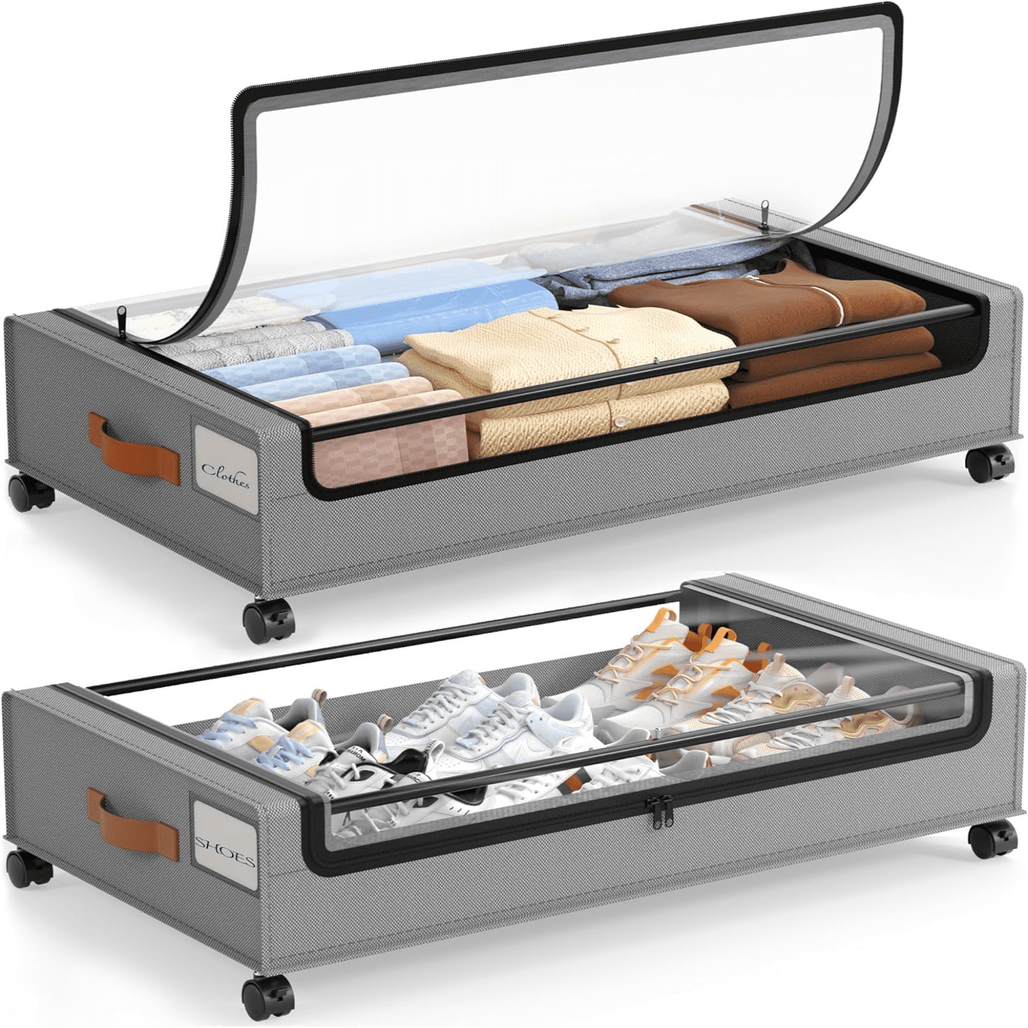 Hltser Under Bed Storage with Wheels 2 Pack Under Bed Storage ...