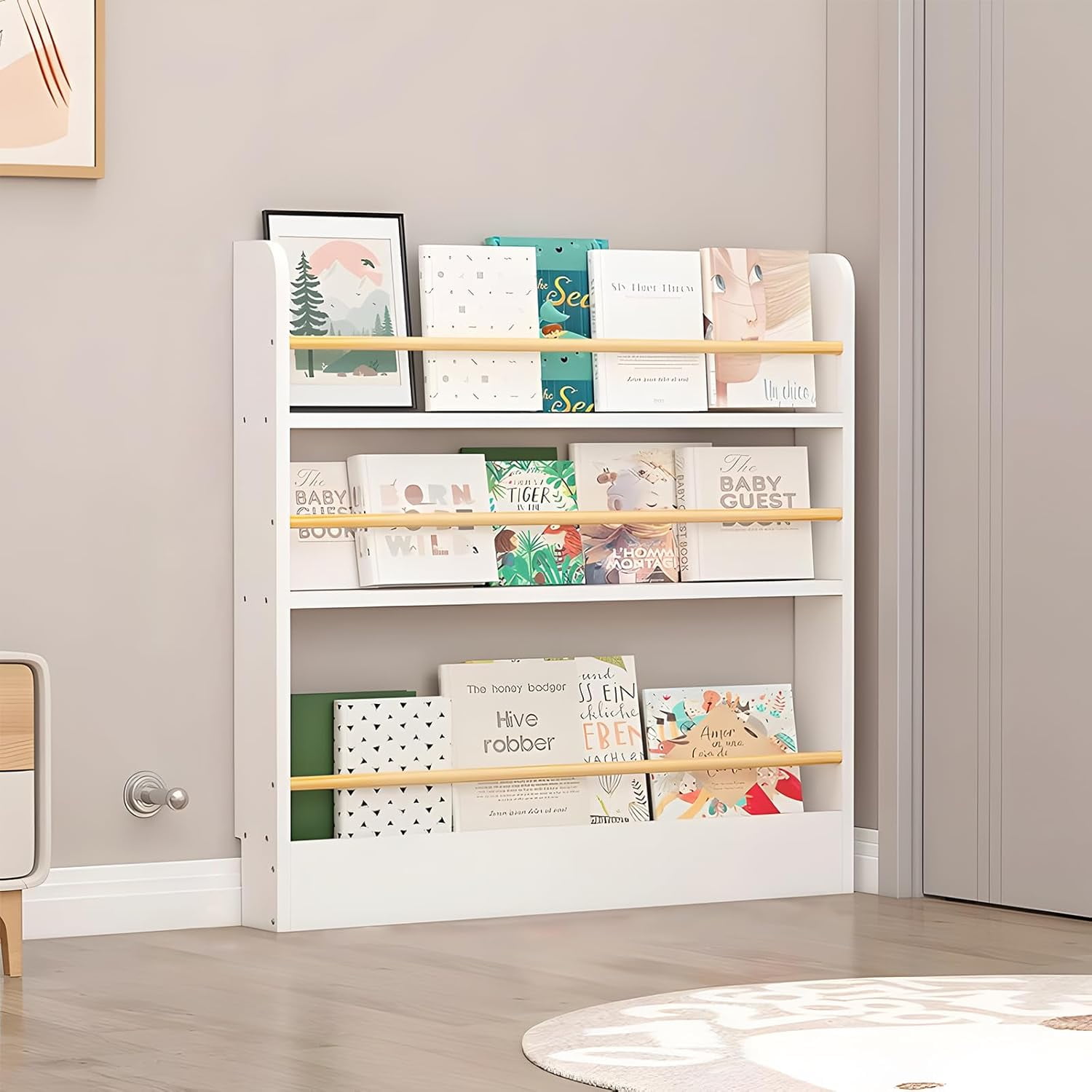 dxynlzq Behind The Door Bookshelf Wooden Behind Door Bookshelf 3/4/5/6 ...