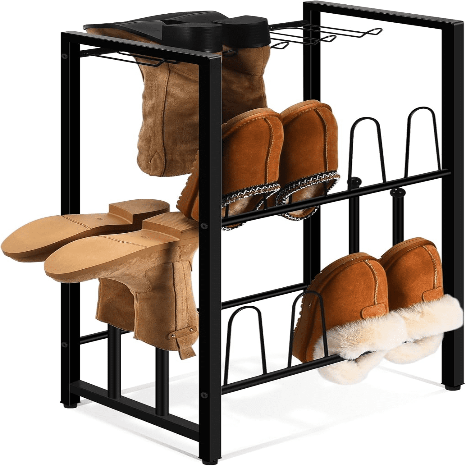 dxynlzq Boot Rack Shoe Organizer Black Metal Free Standing Shoe Rack ...