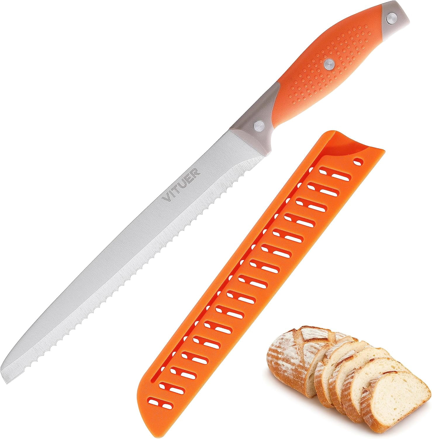 dxynlzq Bread Knife with Cover 8 inch Serrated Bread Knife for homemade ...