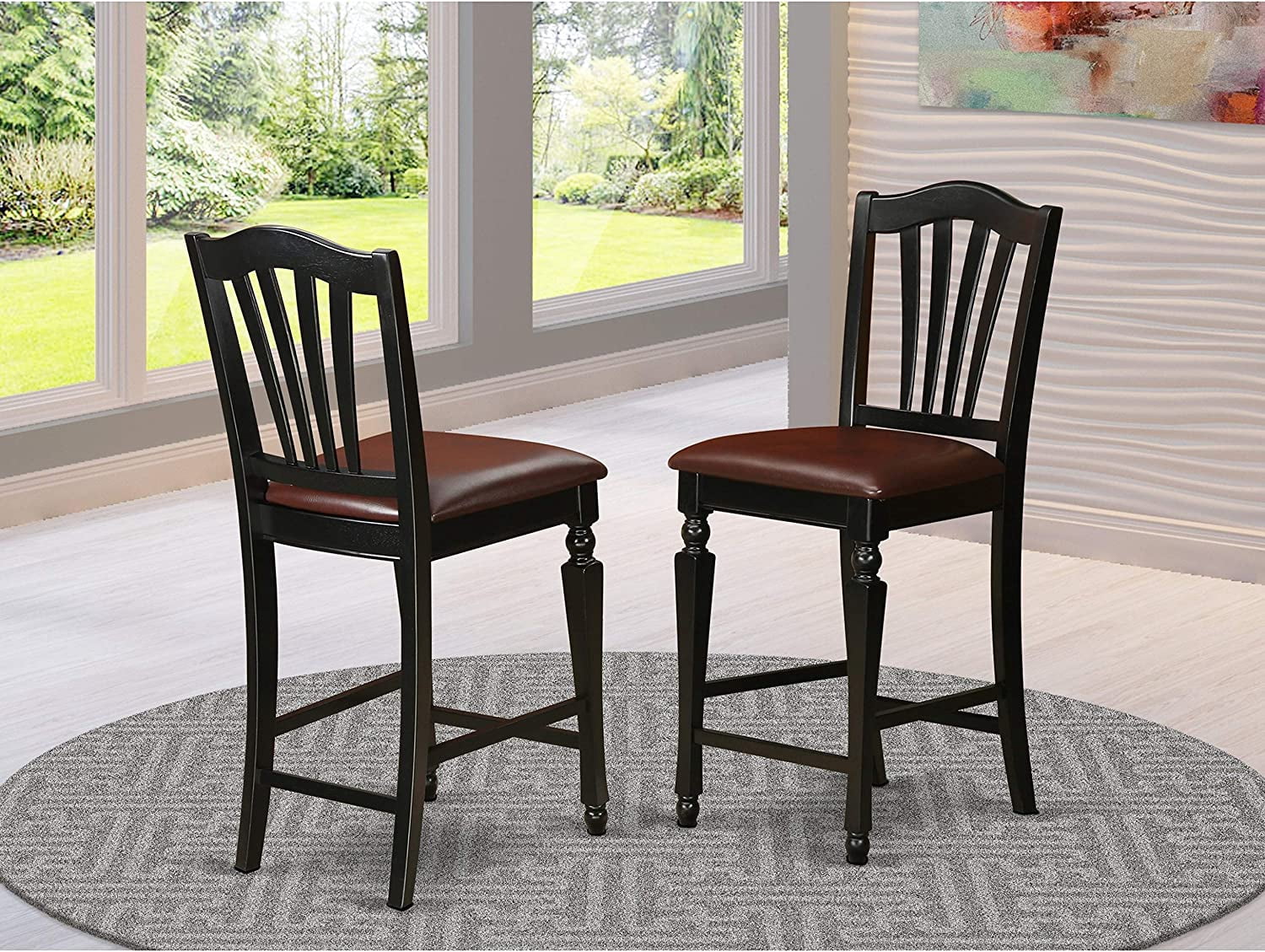 dxynlzq CHS-BLK-C Café Counter Height Chairs - Linen Fabric Upholstered ...